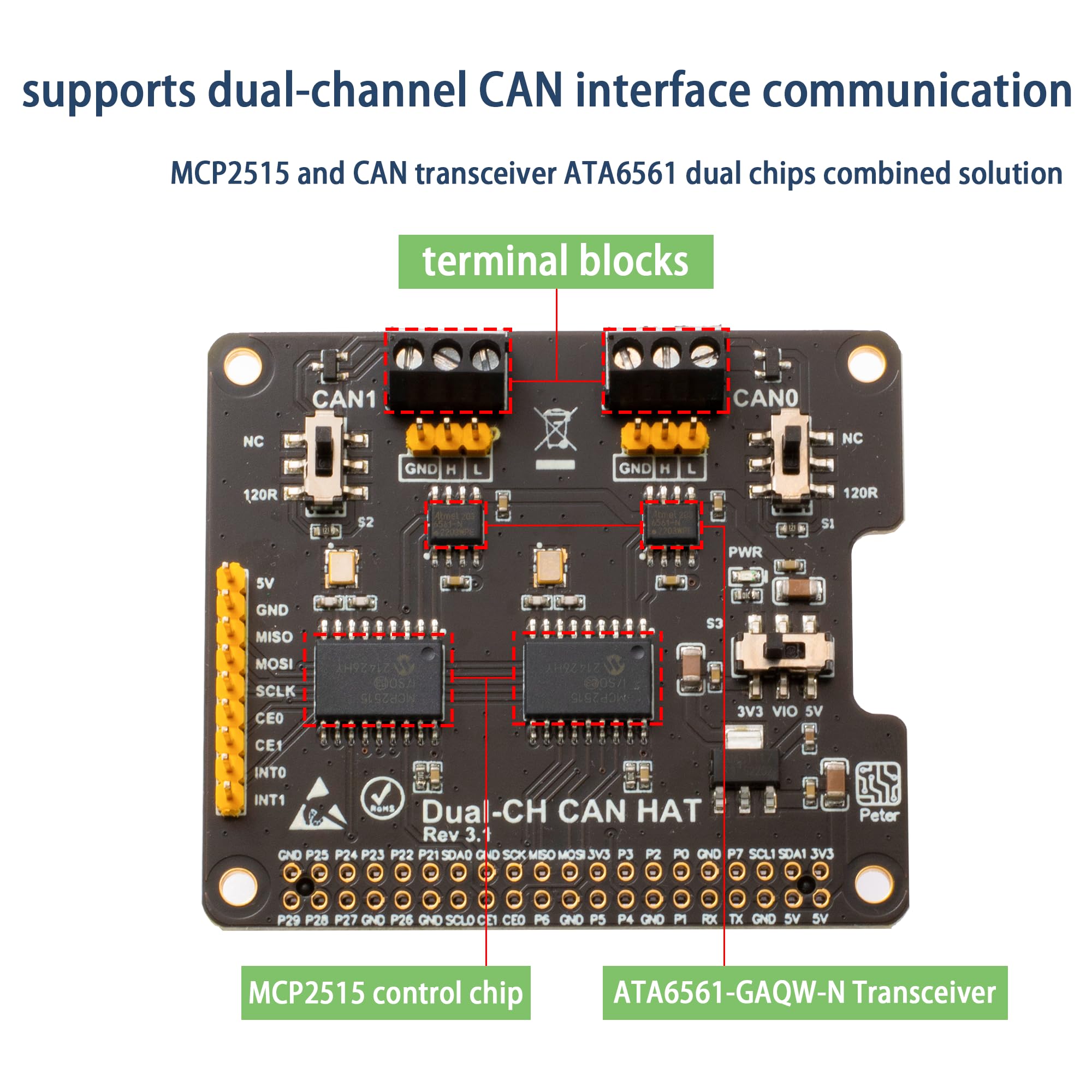 Module CAN Bus 2 Canaux Raspberry Pi Module CAN Bus 2 Canaux SEENGREAT ...