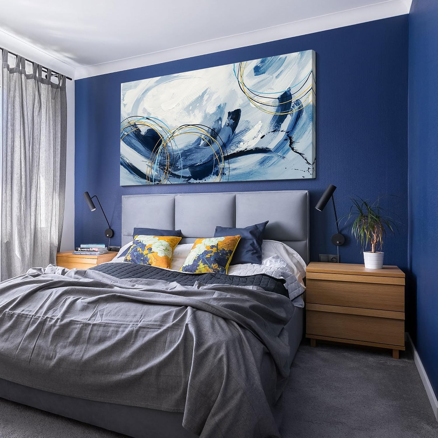 yiijeah Arte de pared azul para cuadros para Sala Elegantes y Modernos ...