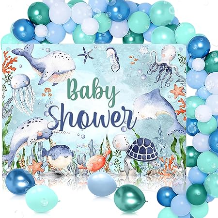 Amazon.com: JeVenis Under The Sea Welcome Baby Banner Balloons Garland ...