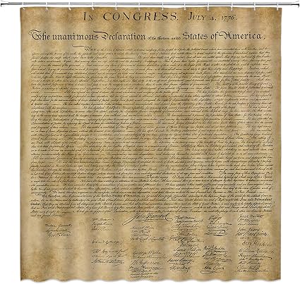 Amazon.com: WANVYON Patriotic Shower Curtain Retro American Declaration ...