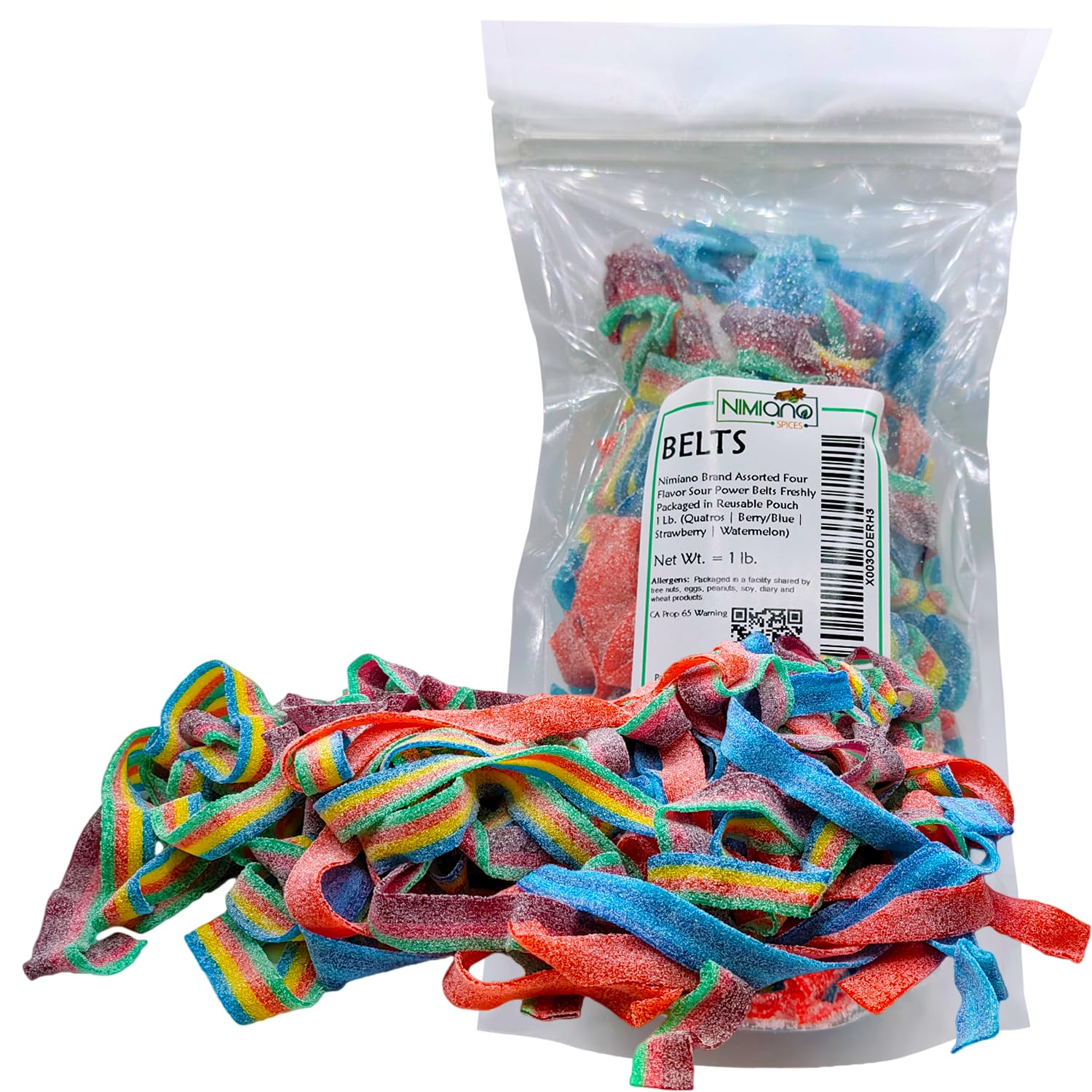 Amazon.com : Dorval Assorted Four Flavor Sour Power Belts Gummi Candies ...