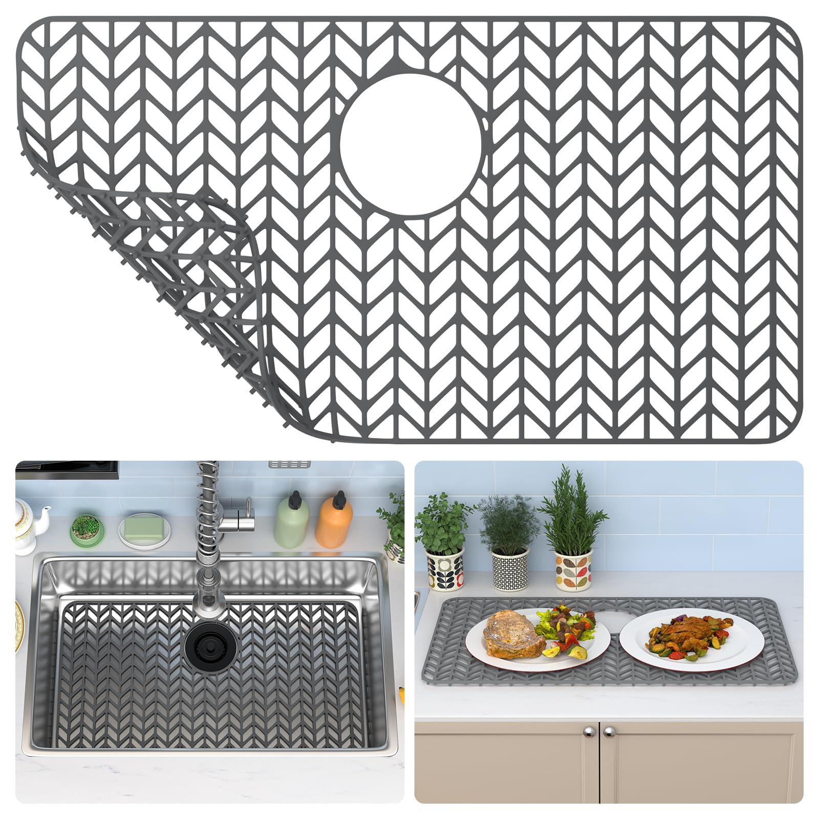 Amazon.com: Toovem Kitchen Sink Mats, 26"x14" Sink Protectors for ...
