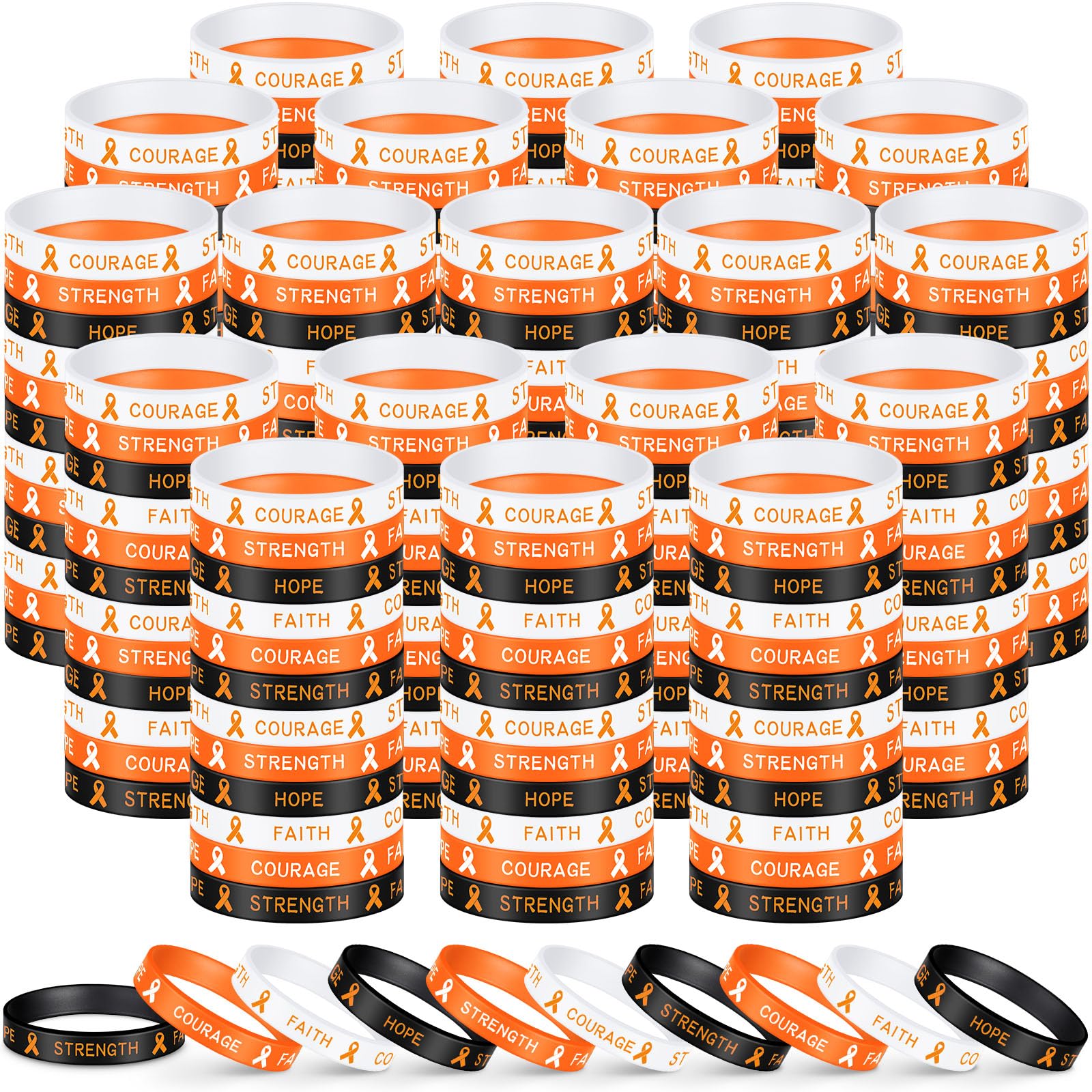 Snapklik.com : Leyndo 240 Pcs Orange Ribbon Awareness Bracelets Bulk ...