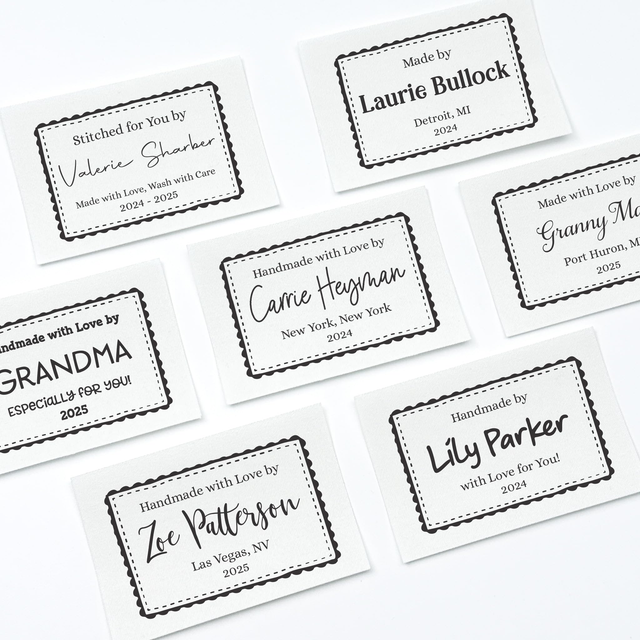 Amazon.com : Custom Cotton Fabric Tags 2”x3” Each Personalized Sewing ...