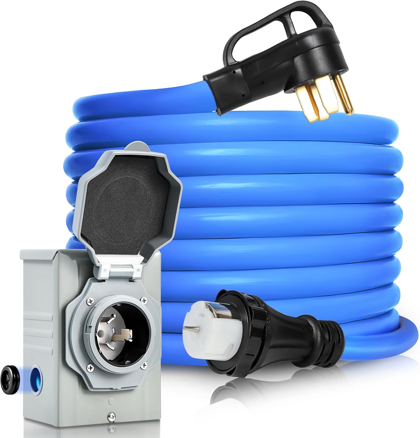 Amazon.com: 50 Amp Generator Cord and Pre-Drilled Power Inlet Box ...
