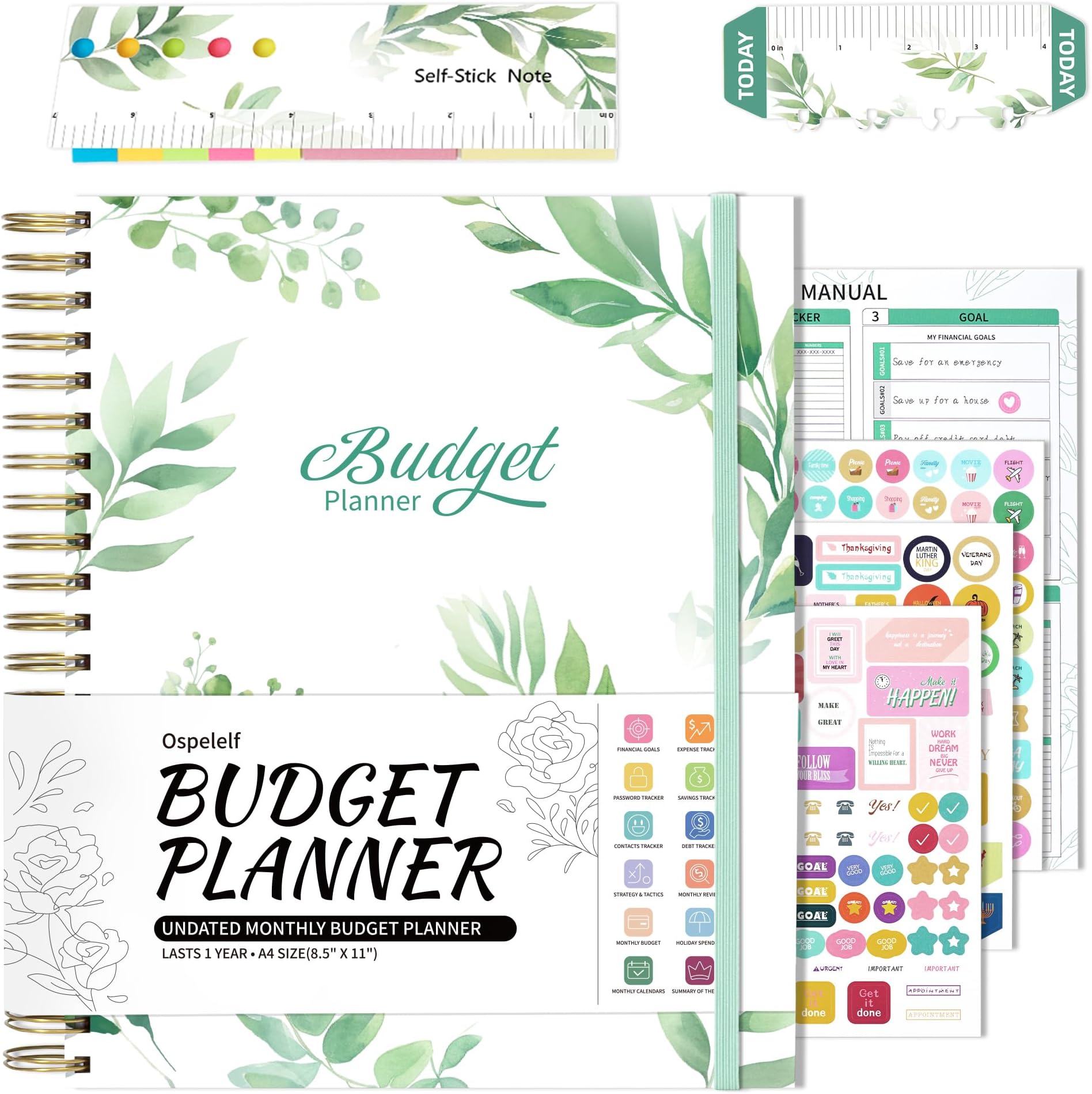 Amazon.com : Ospelelf Budget Planner 2024-2025 Bill Organizer with ...