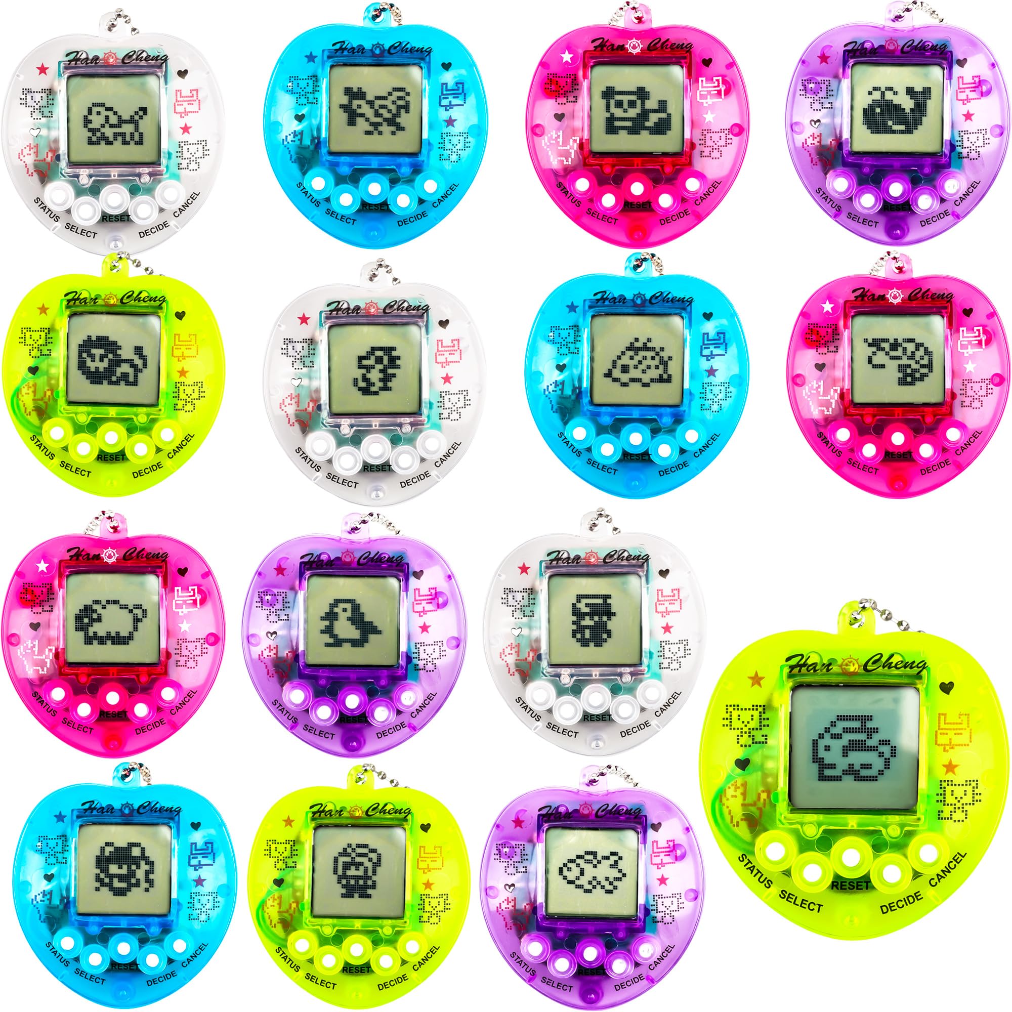 Amazon.com: Conagel 15 Pcs Heart Shaped Virtual Pets Keychain ...