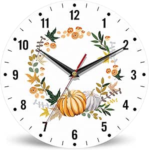 Amazon.com: SPUNKER Thanksgiving Day Wall Clock,Autumn Pumpkin Kitchen ...