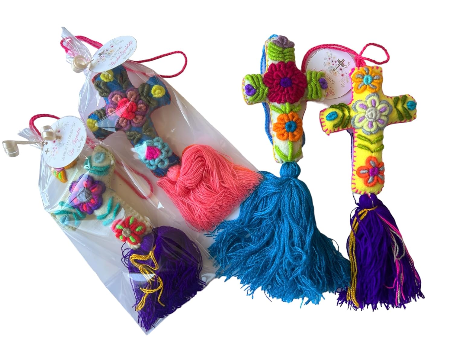 10 CRUCES ARTESANALES HECHAS A MANO RECUERDOS BAUTIZO COMUNION ...