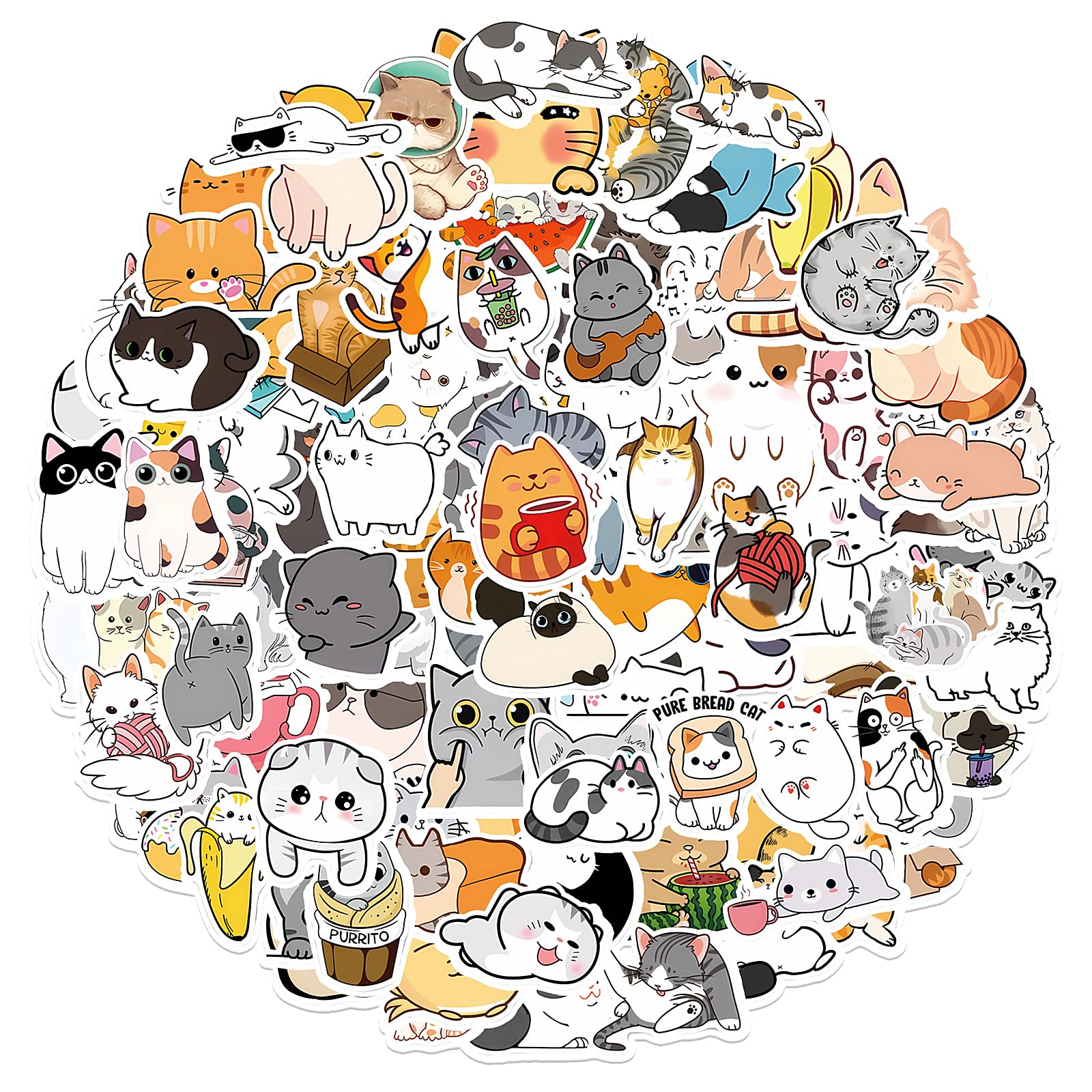 Snapklik.com : 100 Pcs Cute Cat Stickers For Kids Adults, Kawaii ...