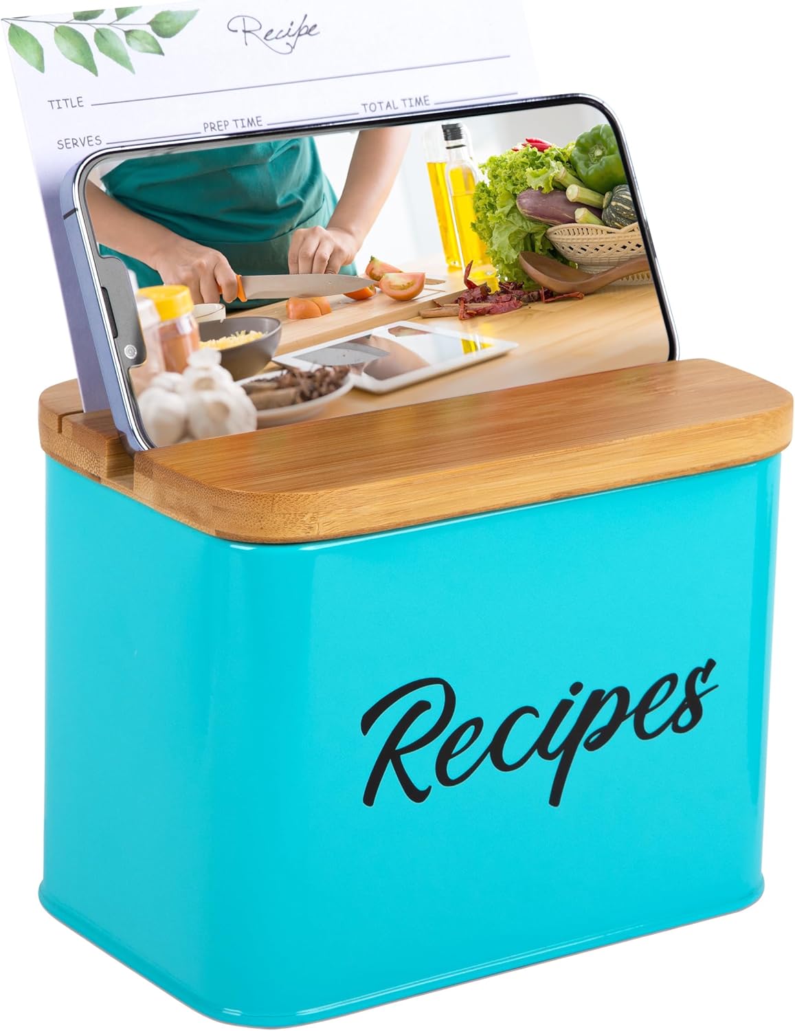 Amazon.com: ArtEight Recipe Box - Tiffany Blue - 4"x6" Recipe Cards and ...