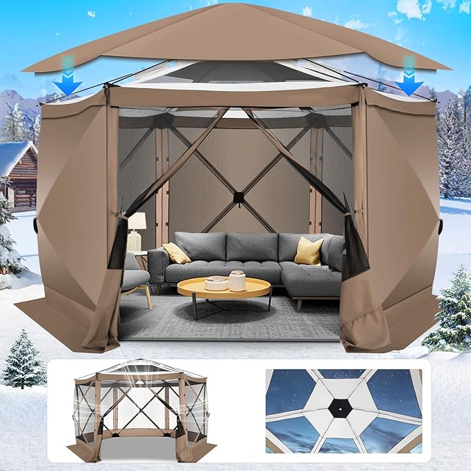 Amazon.com : COBIZI Pop Up Gazebo Screen Tent Screen House for Camping ...