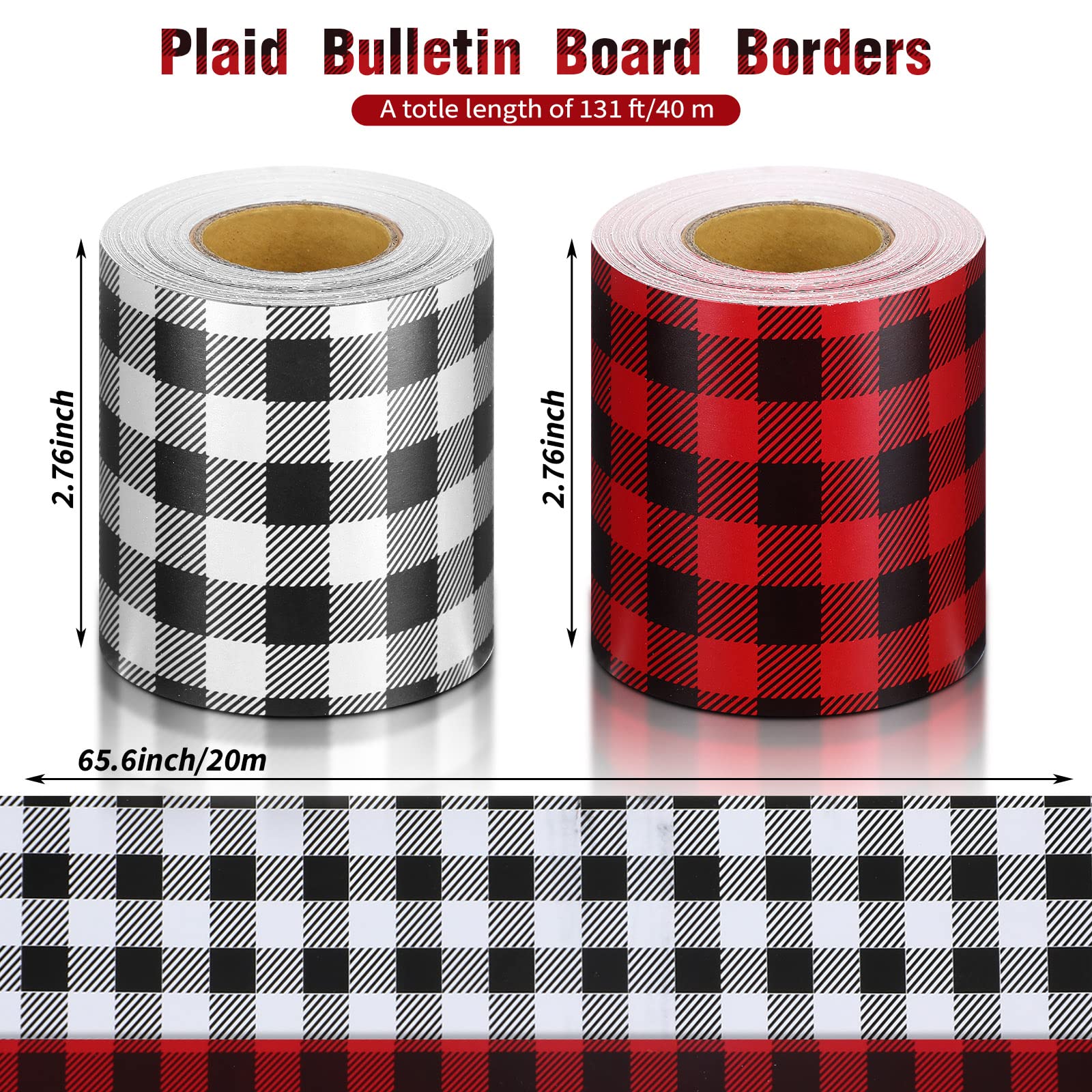 Snapklik.com : 2 Rolls 131 Ft Buffalo Plaid Bulletin Board Borders ...