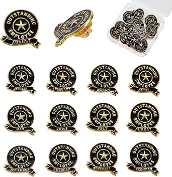 NICENEEDED 12 PCS Employee Recognition Lapel Pins, Gold Plated Enamel ...