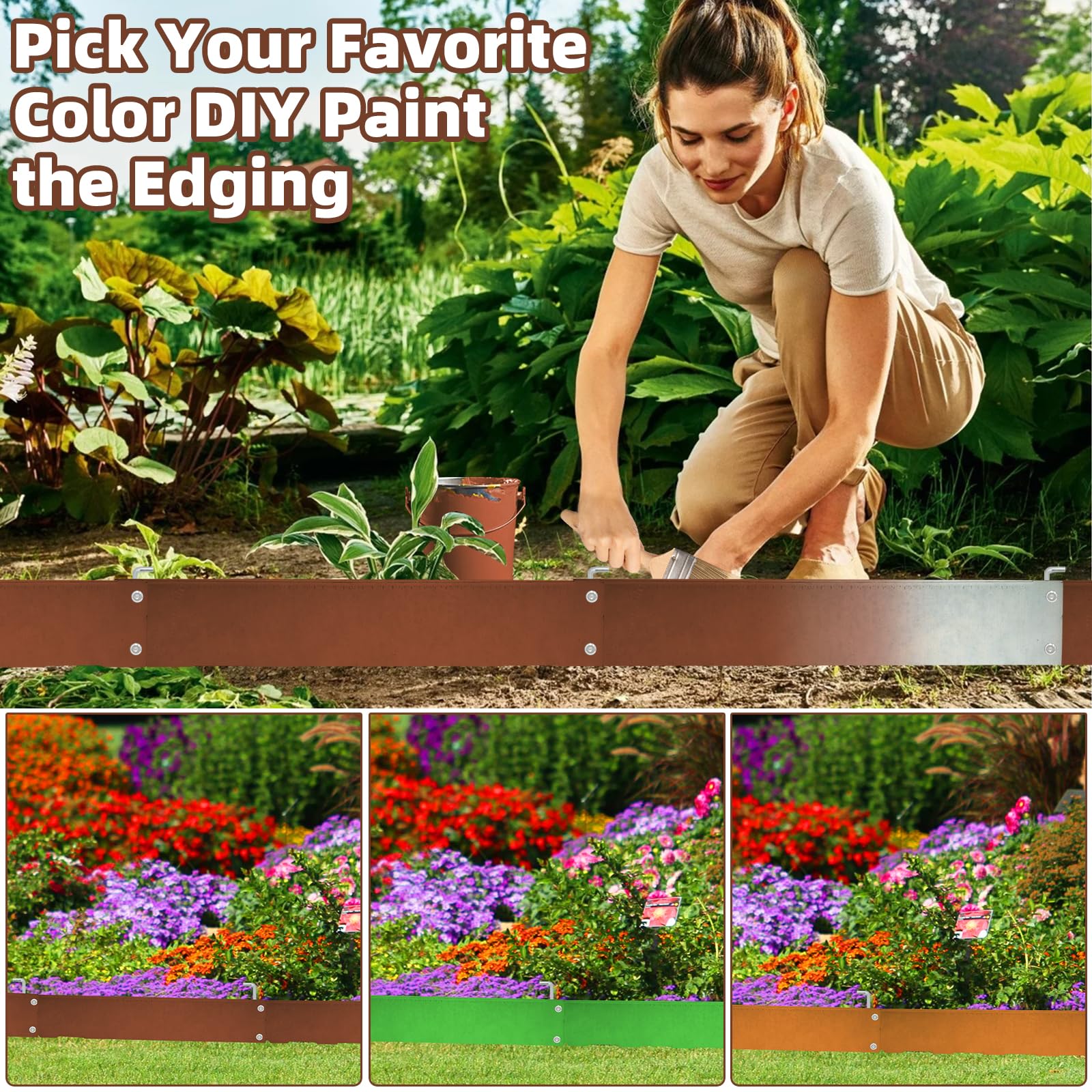 Snapklik.com : Metal Garden Edging 7 Panels, 4.3 X 10ft No Dig Corten ...