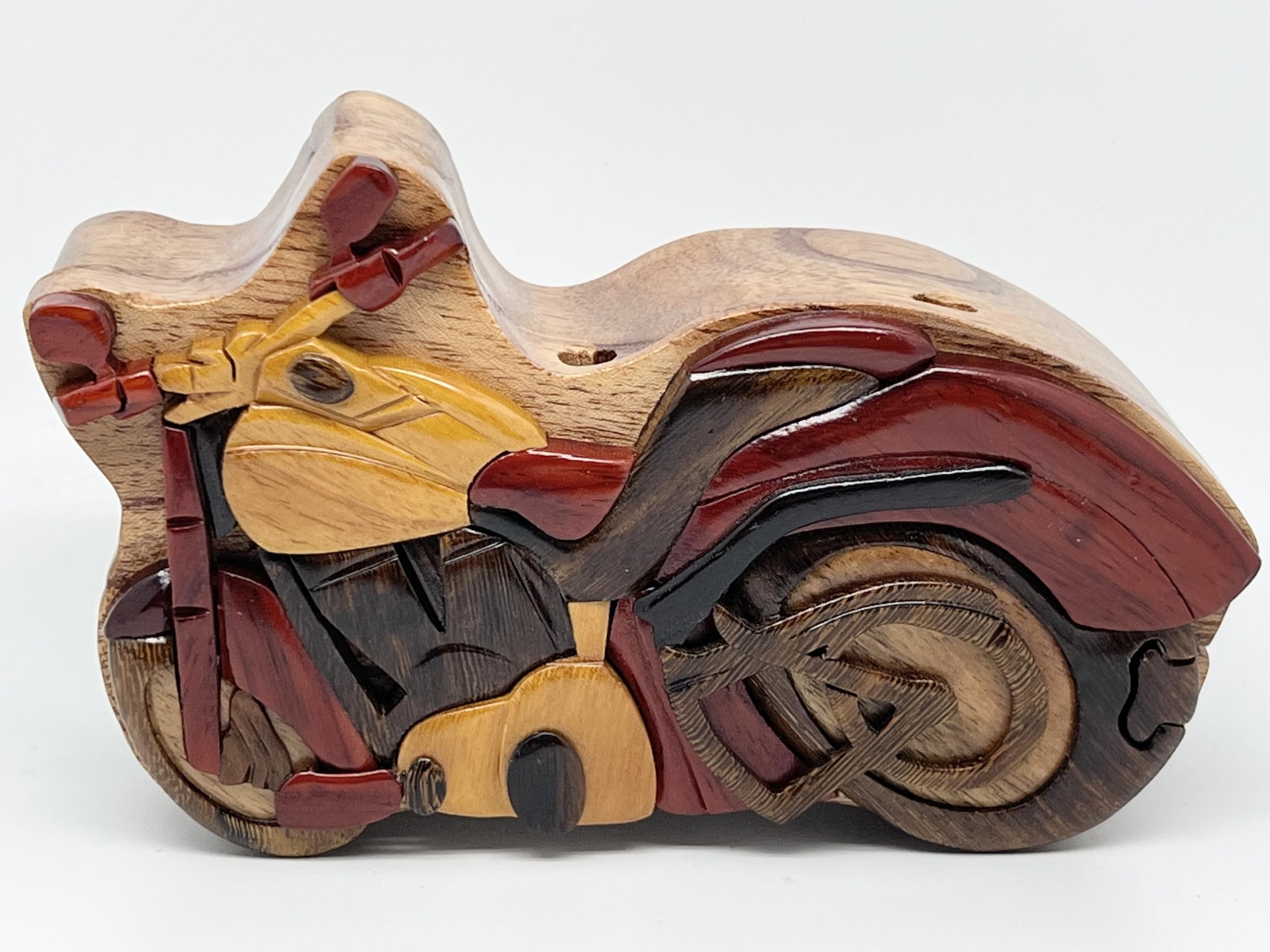 Amazon.com: Motorcycle Wooden Puzzle Box - Hand Carved Wood Trinket Box ...