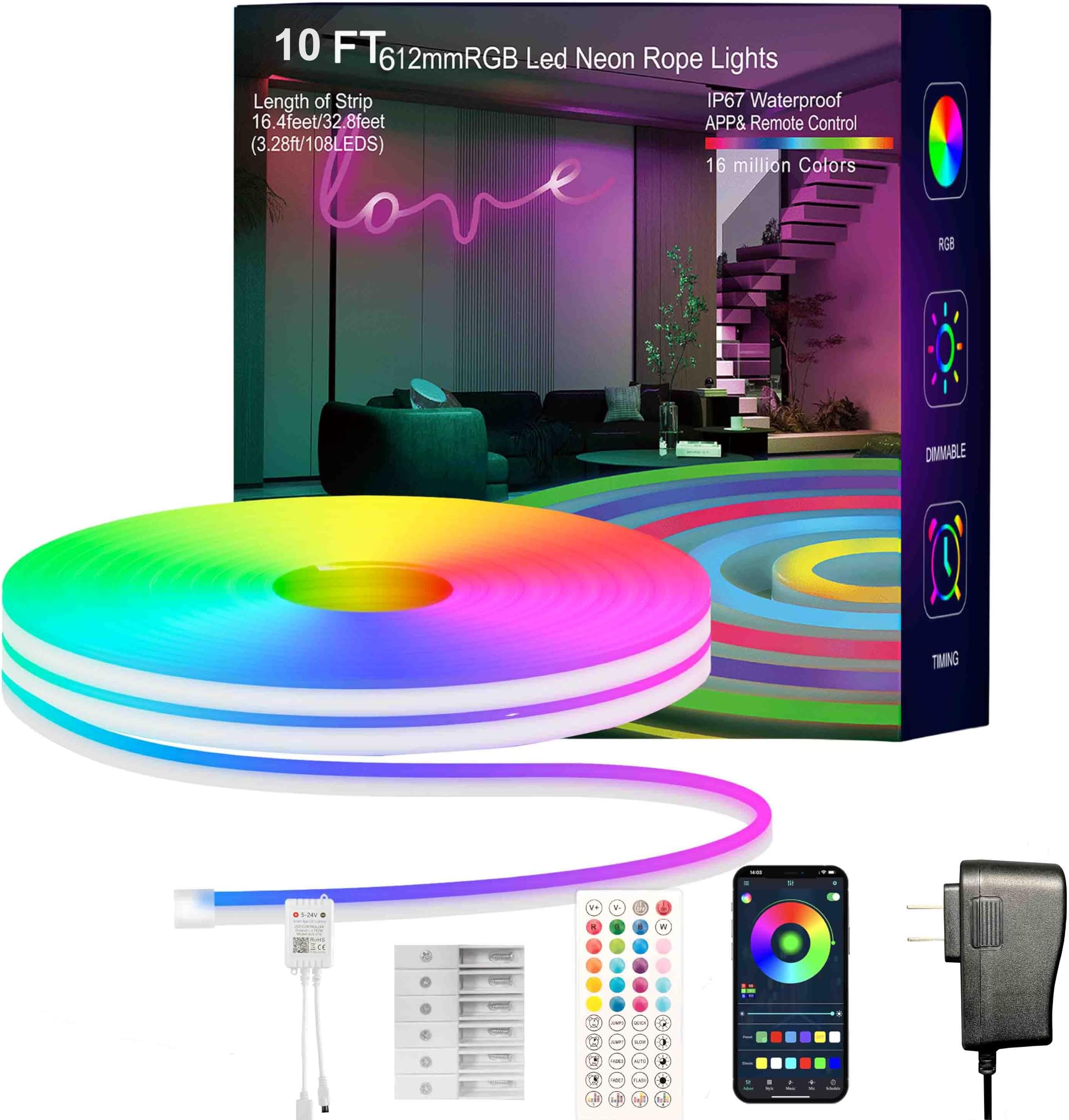 Amazon.com: XINLIGHT LED Strip Lights, 9.8ft RGB Color Changing Light ...