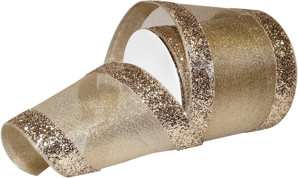 Amazon.com: Berwick Offray 4" Gold Brushed Glitter Ribbon