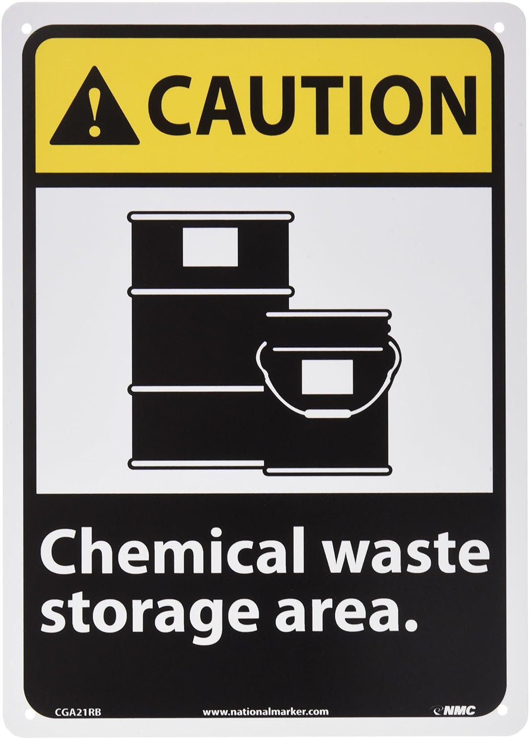 National Marker CGA21RB Chemical Waste Storage Area Caution Sign, Rigid ...