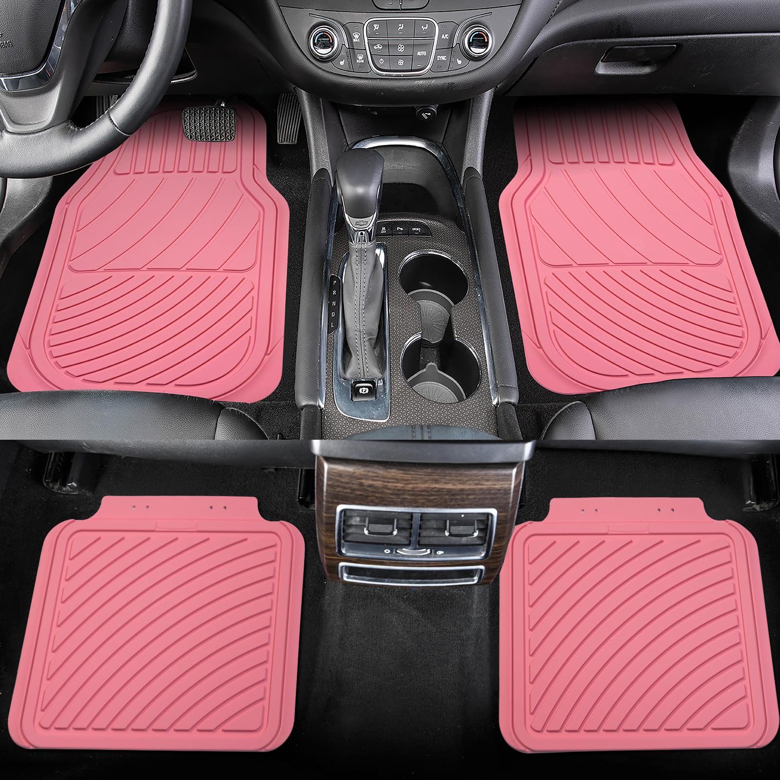August Auto Heavy Duty Rubber Floor Mats? Durable All Weather Pink Car ...