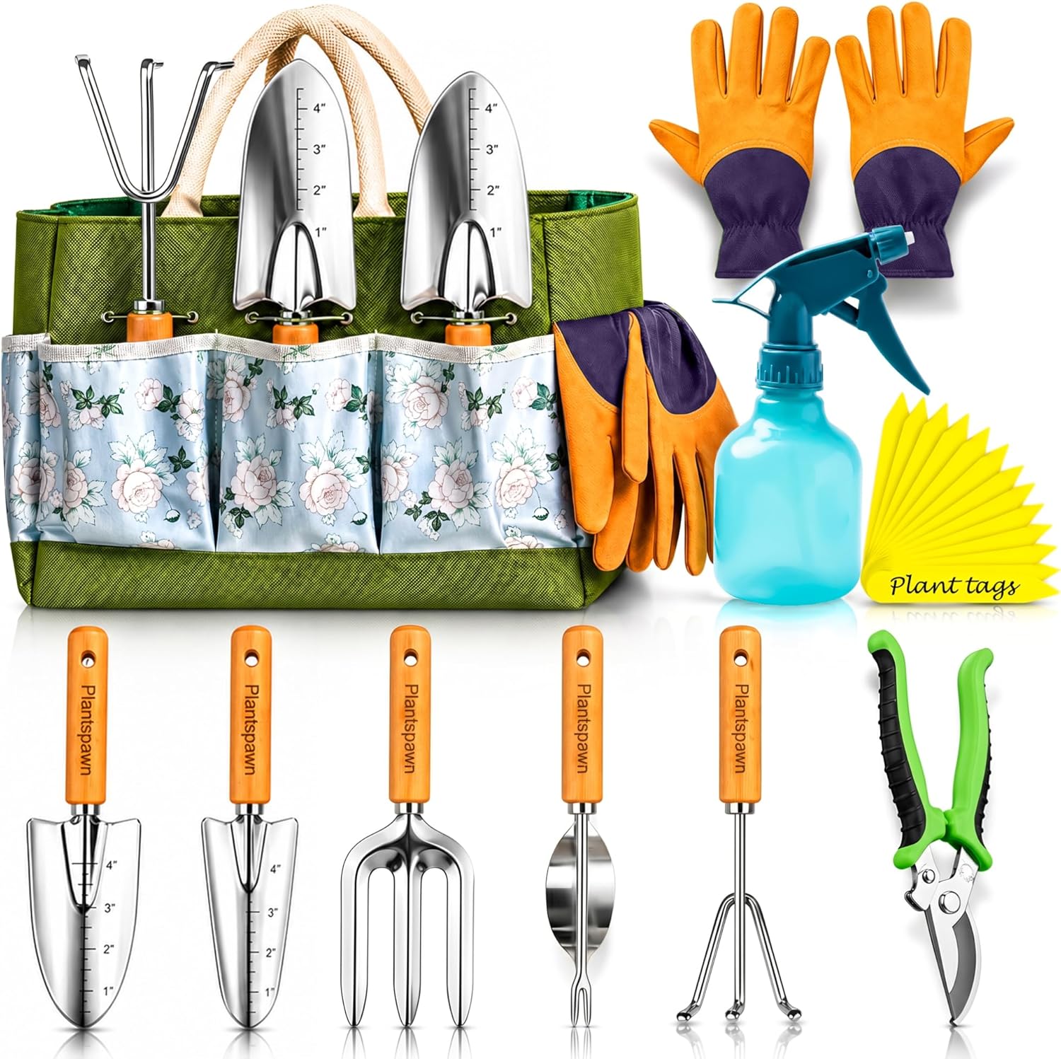 Amazon.com : Gardening Tools Set with Organizer Handbag 9-Piece, Heavy ...