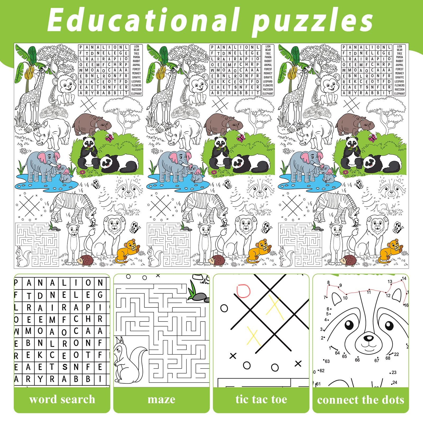 Snapklik.com : Giant Paper Coloring Tablecloth For Kids Huge Zoo ...