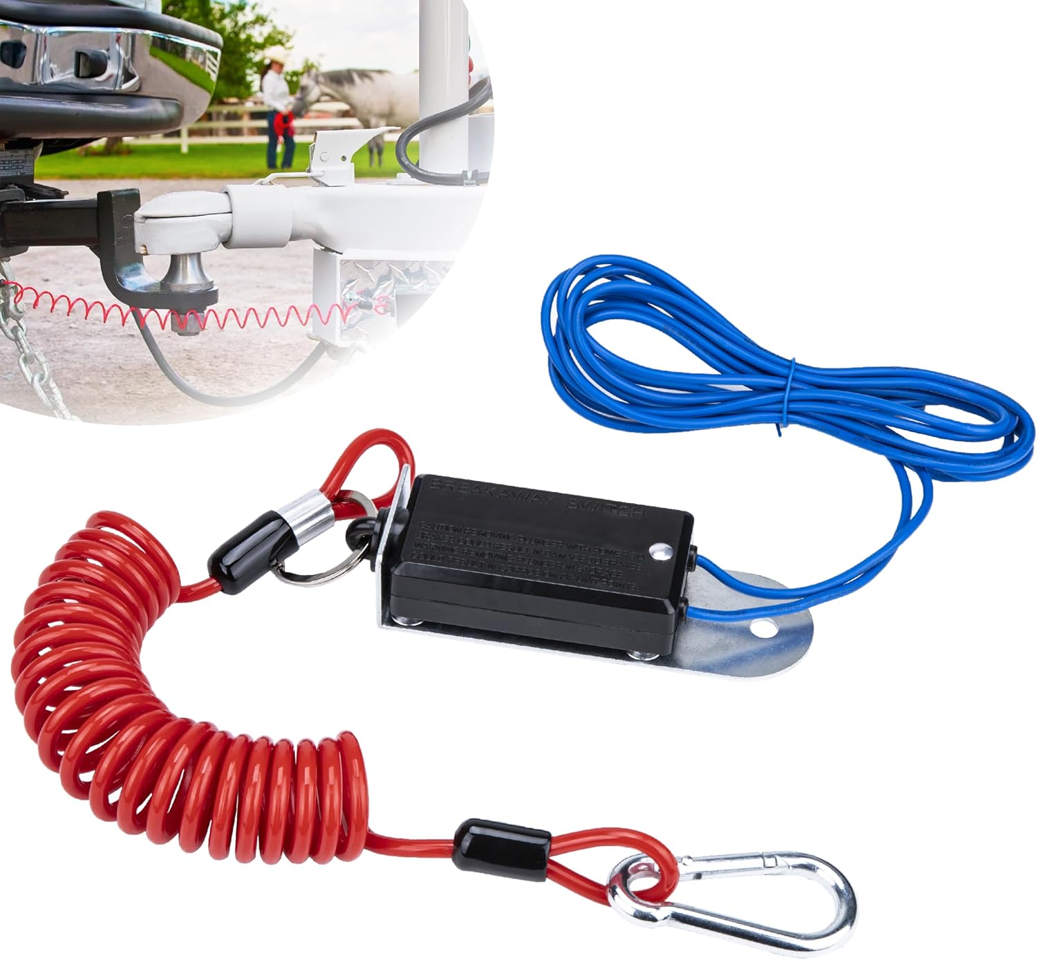 Amazon.com: Trailer Breakaway Switch, 4 FT Coiled Cable Electric Brake ...