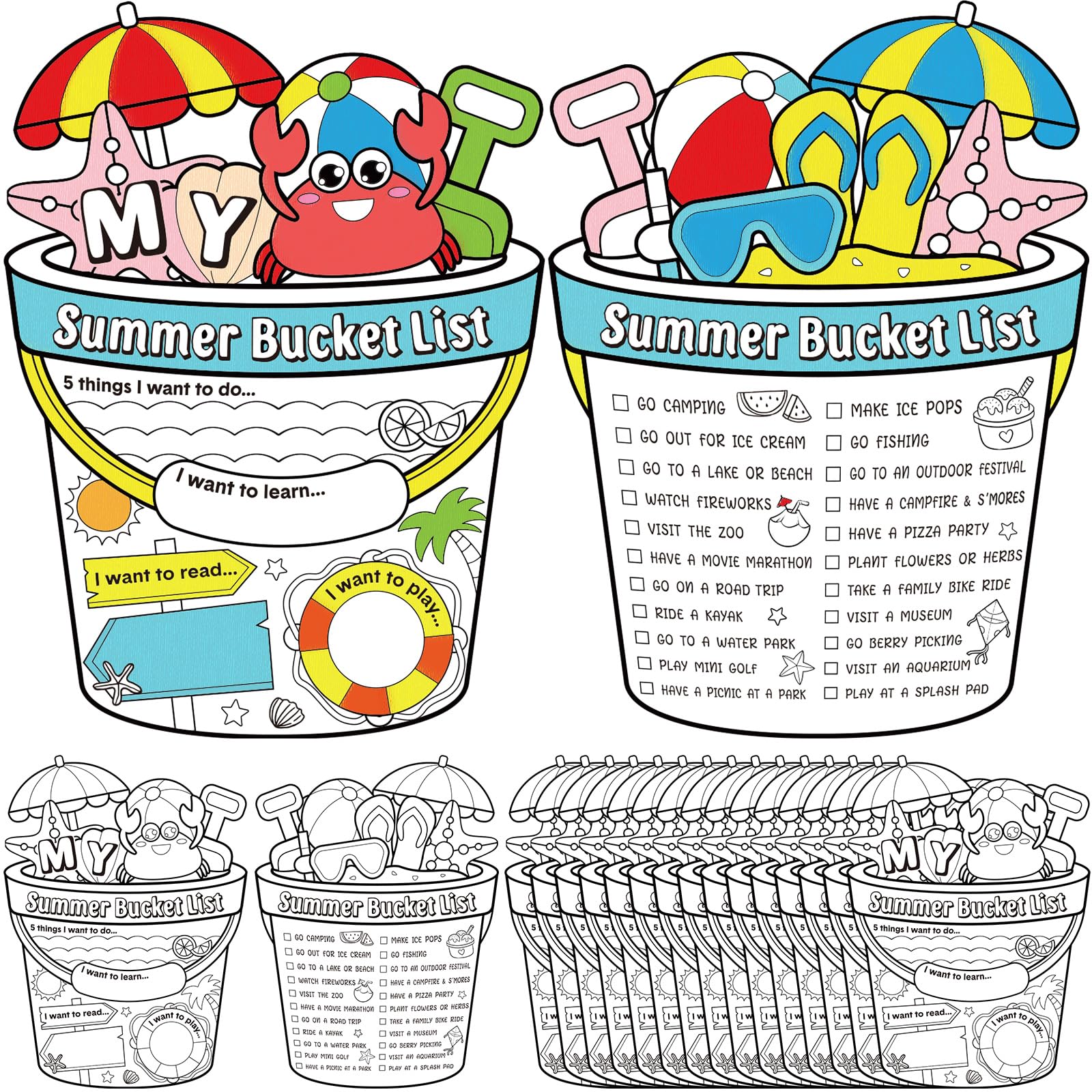 Snapklik.com : 40 Pcs My Summer Bucket List Coloring Activity Poster ...