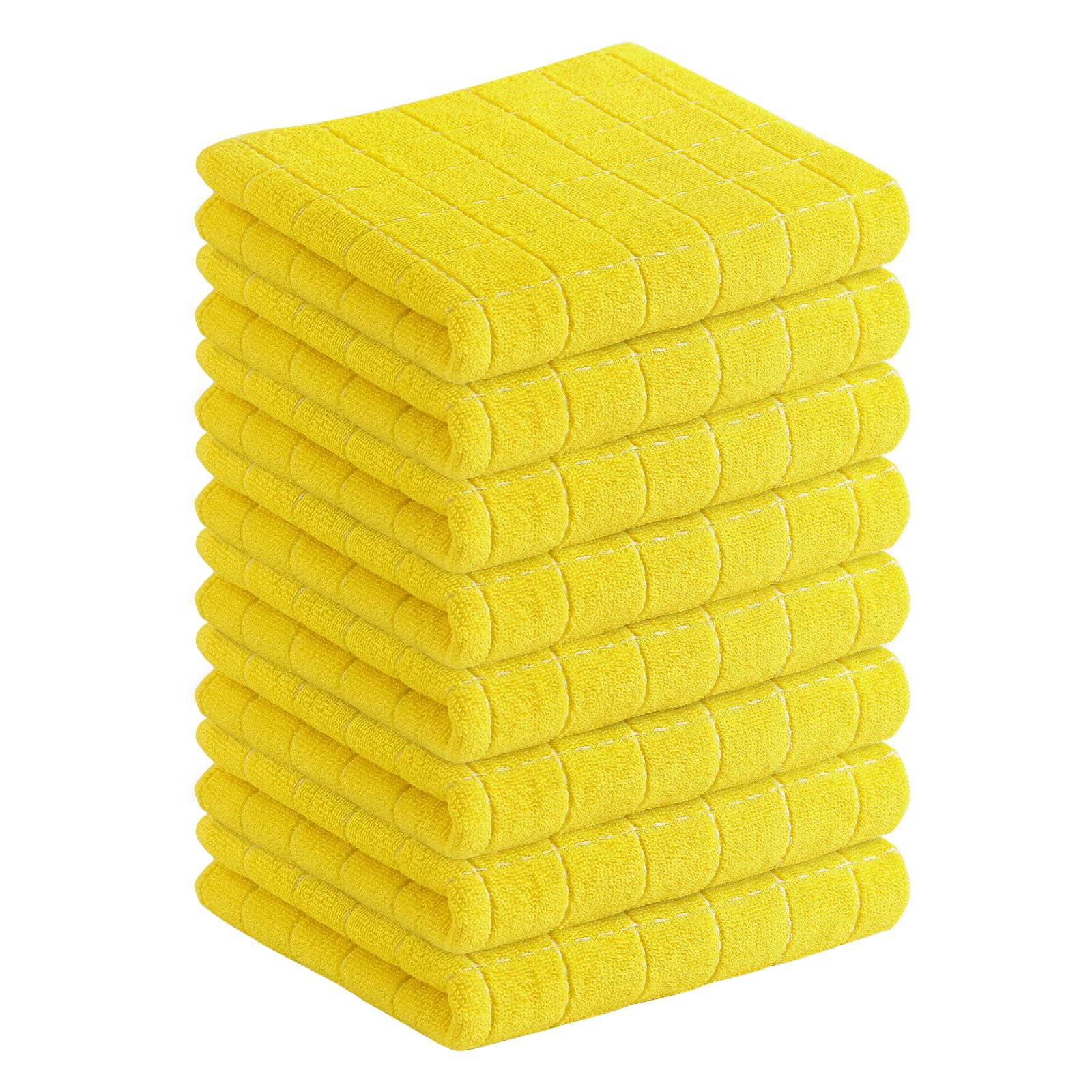Amazon.com: Homaxy 100% Cotton Terry Kitchen Towels(Yellow, 13 x 28 ...