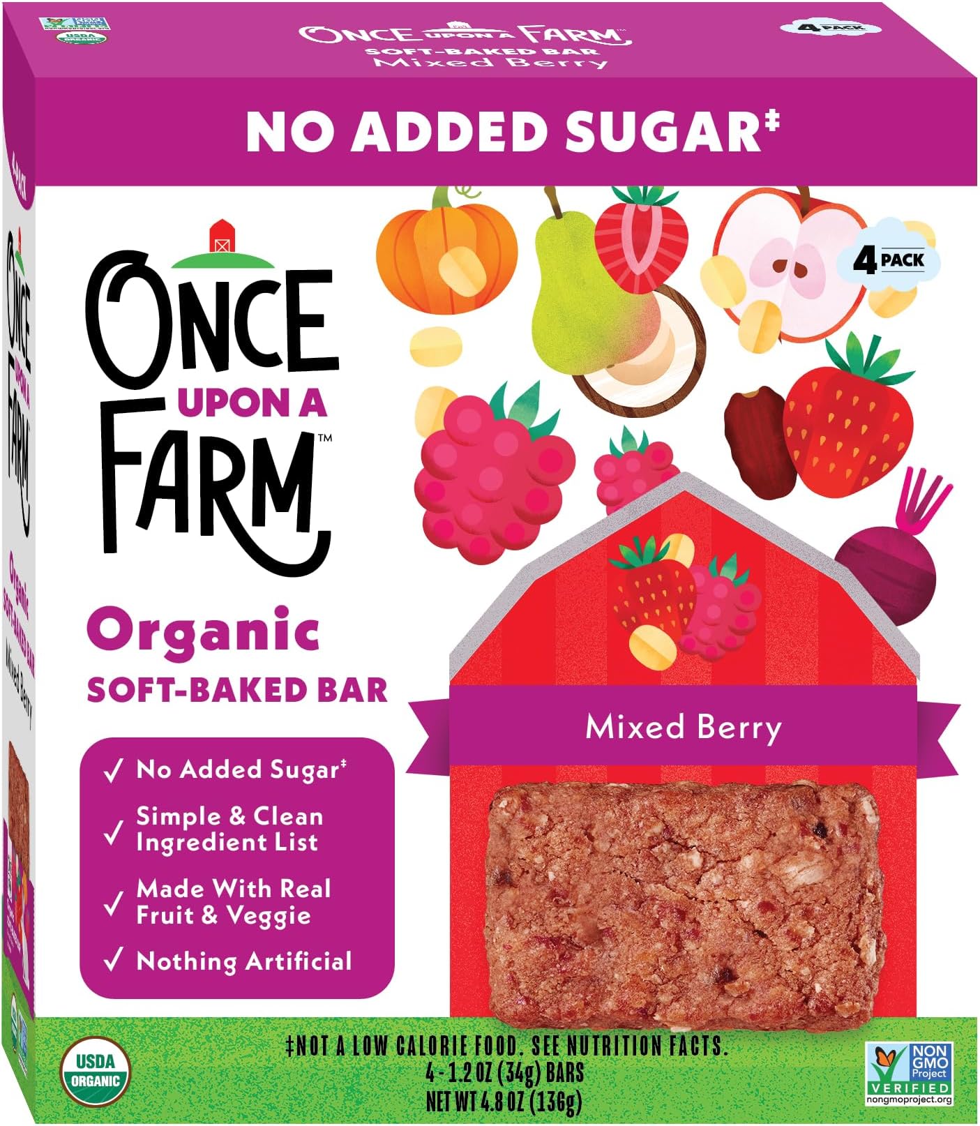 Amazon.com: Once Upon a Farm Organic Soft Baked Kids' Bar Multipack ...