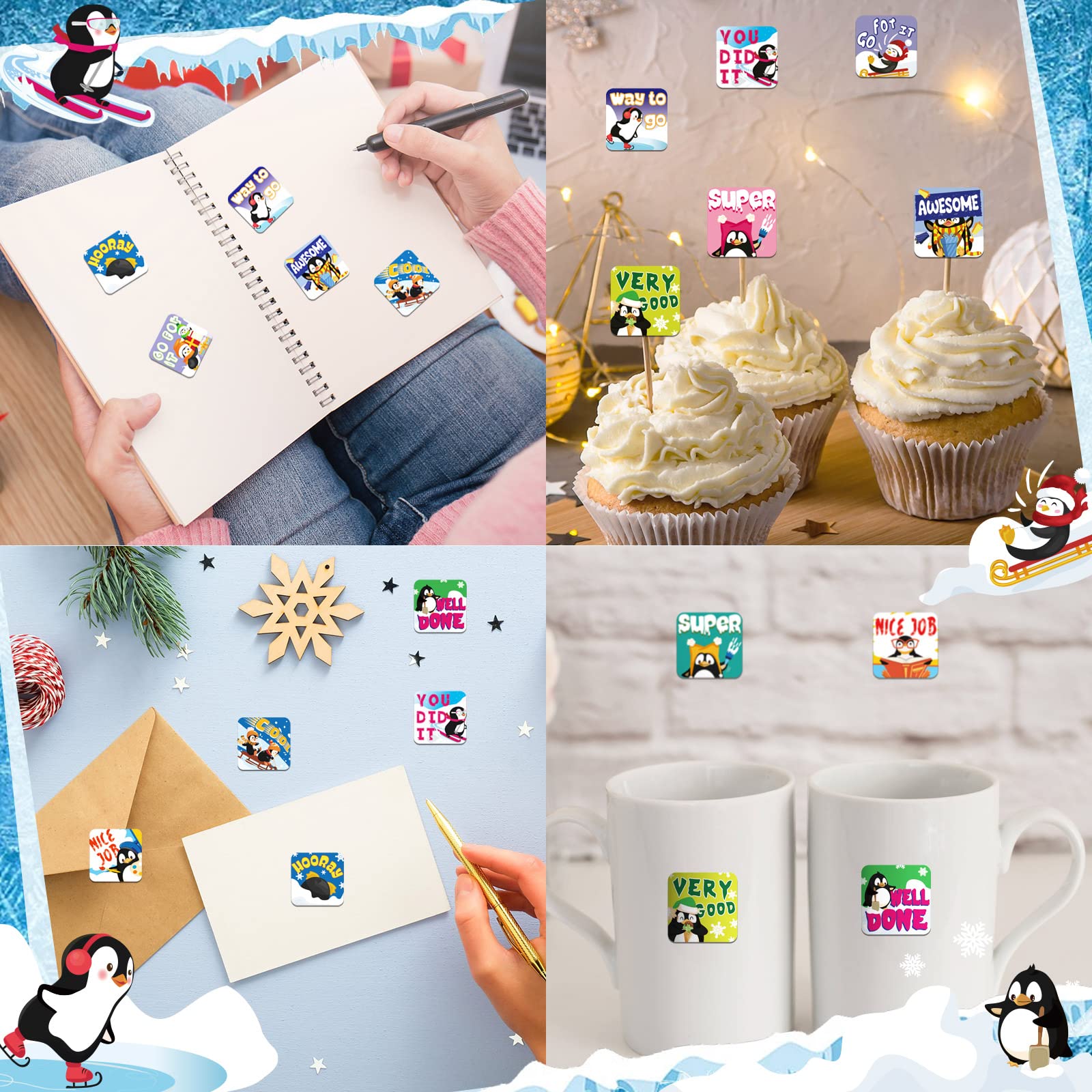 Snapklik.com : 500 Pcs Penguin Motivational Stickers For Kids Cute ...
