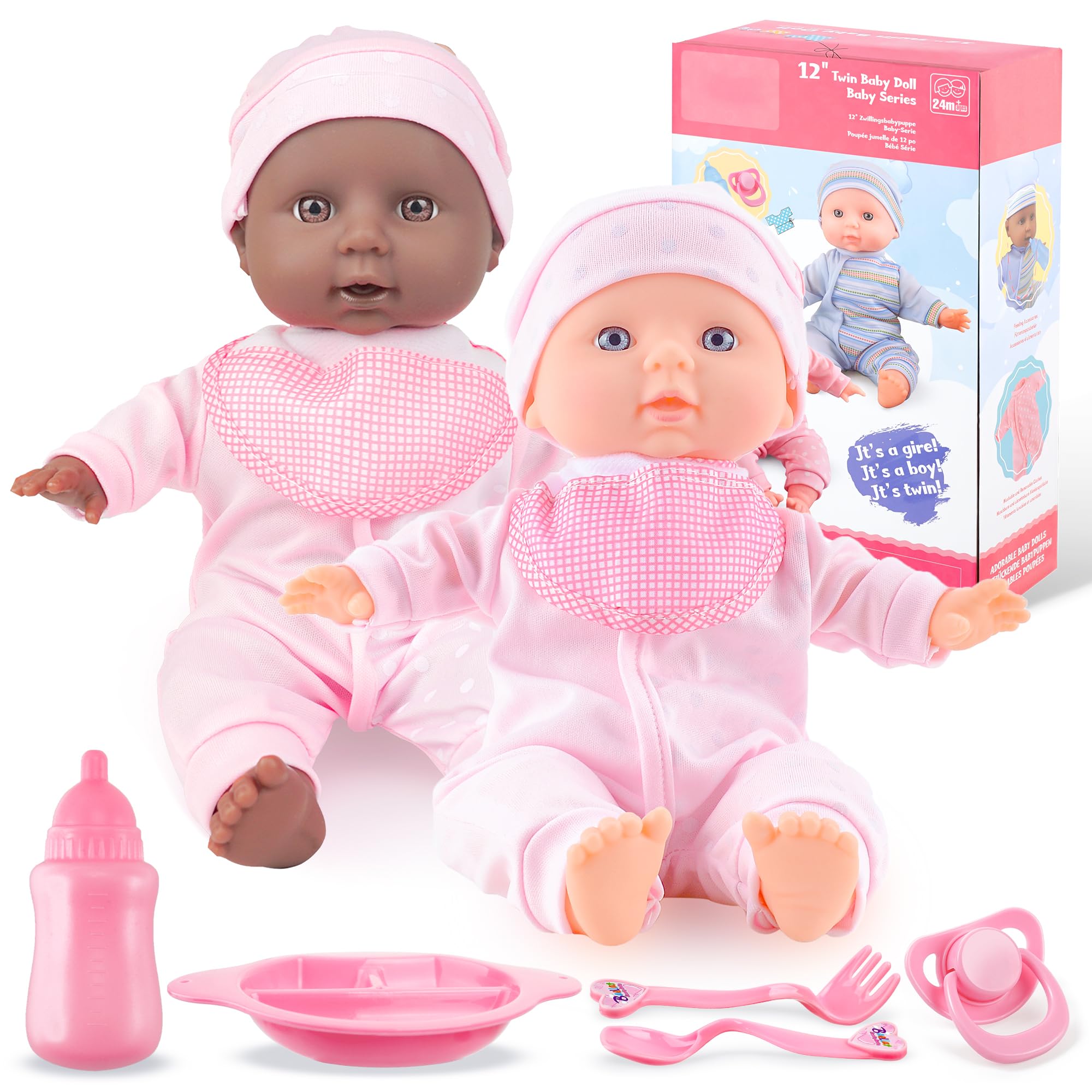 Amazon.com: Toy Choi's Twin Baby Dolls - 12 inch Two Soft Body Black ...
