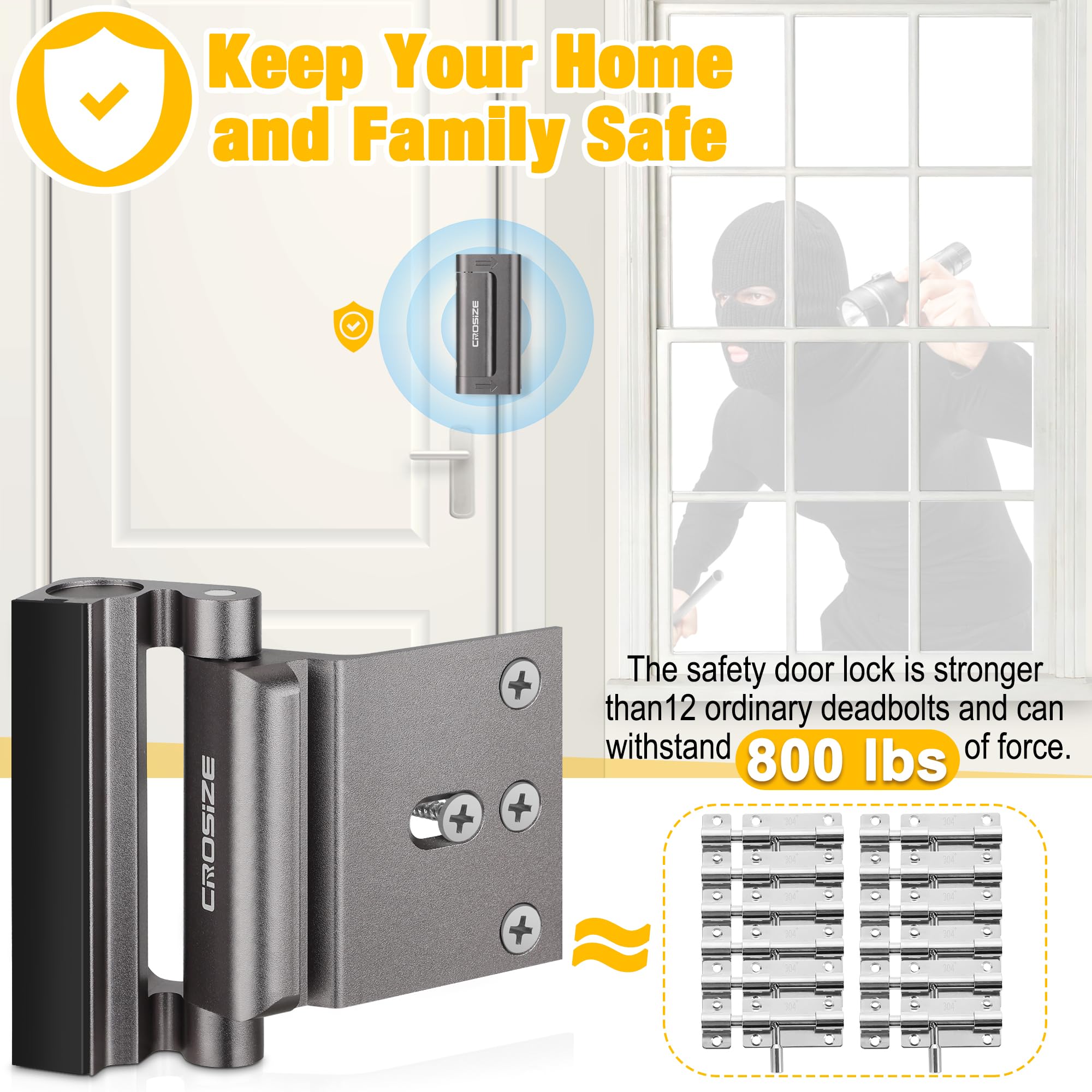 Snapklik.com : Home Security Door Lock, Upgraded Metal Door ...