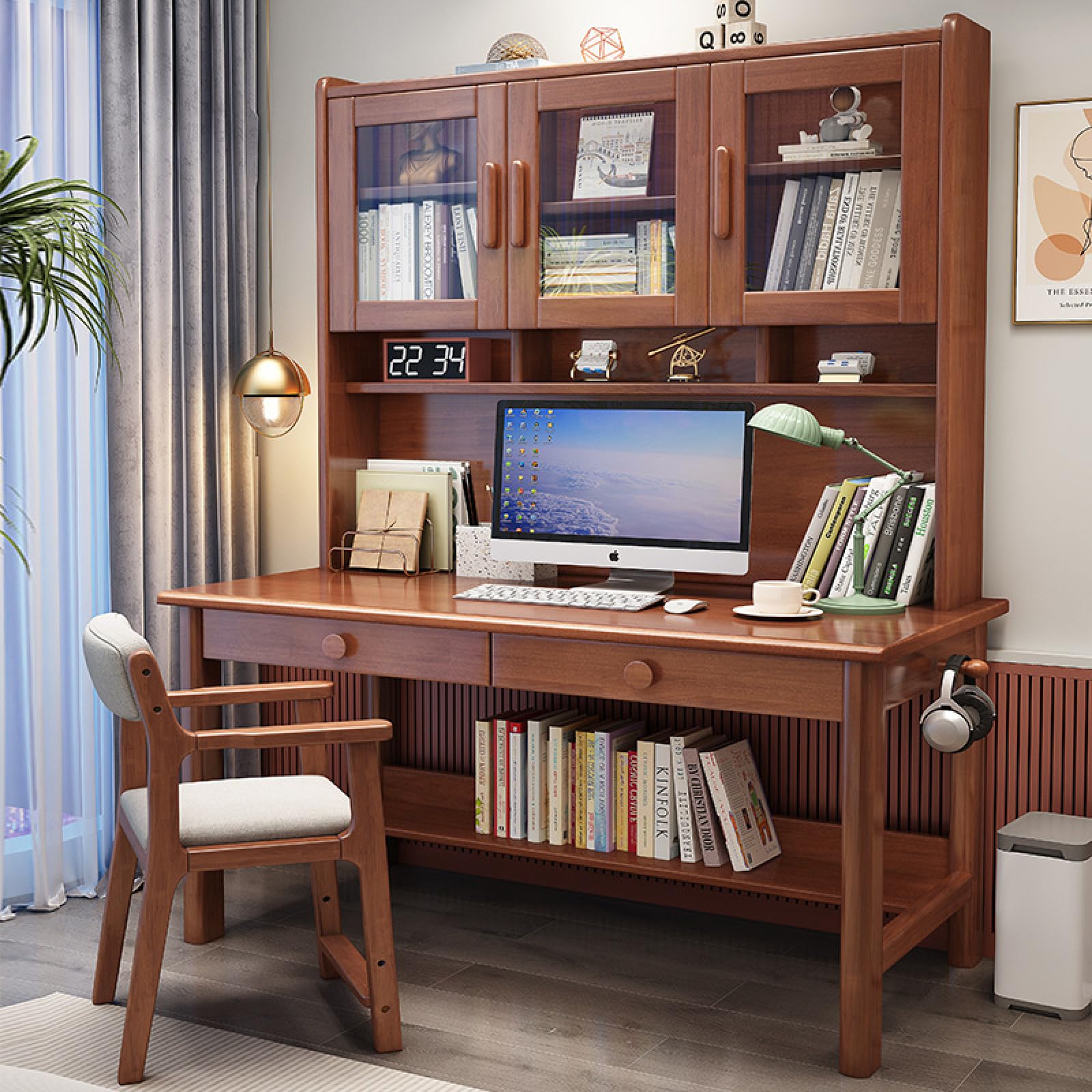 Solid Wood Computer Desk With Hutch California Made Solid Cherry Wood