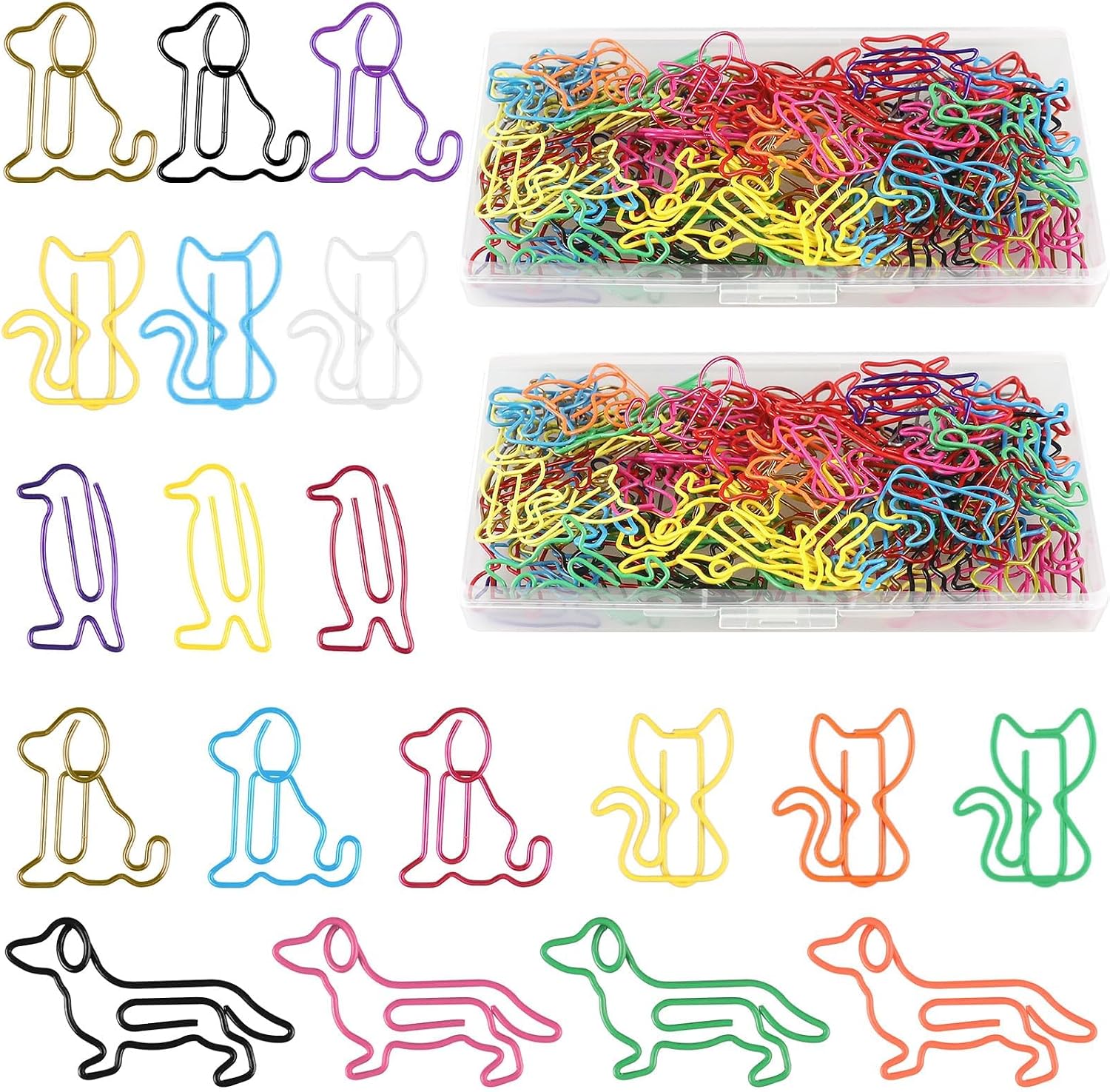 Amazon.com: 200Pcs Assorted Color Paper Clips Cat Dog Penguin Shaped ...