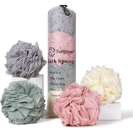Amazon.com: Bath Sponge Shower Loofahs (60g/pcs) Mesh Pouf Bath ...
