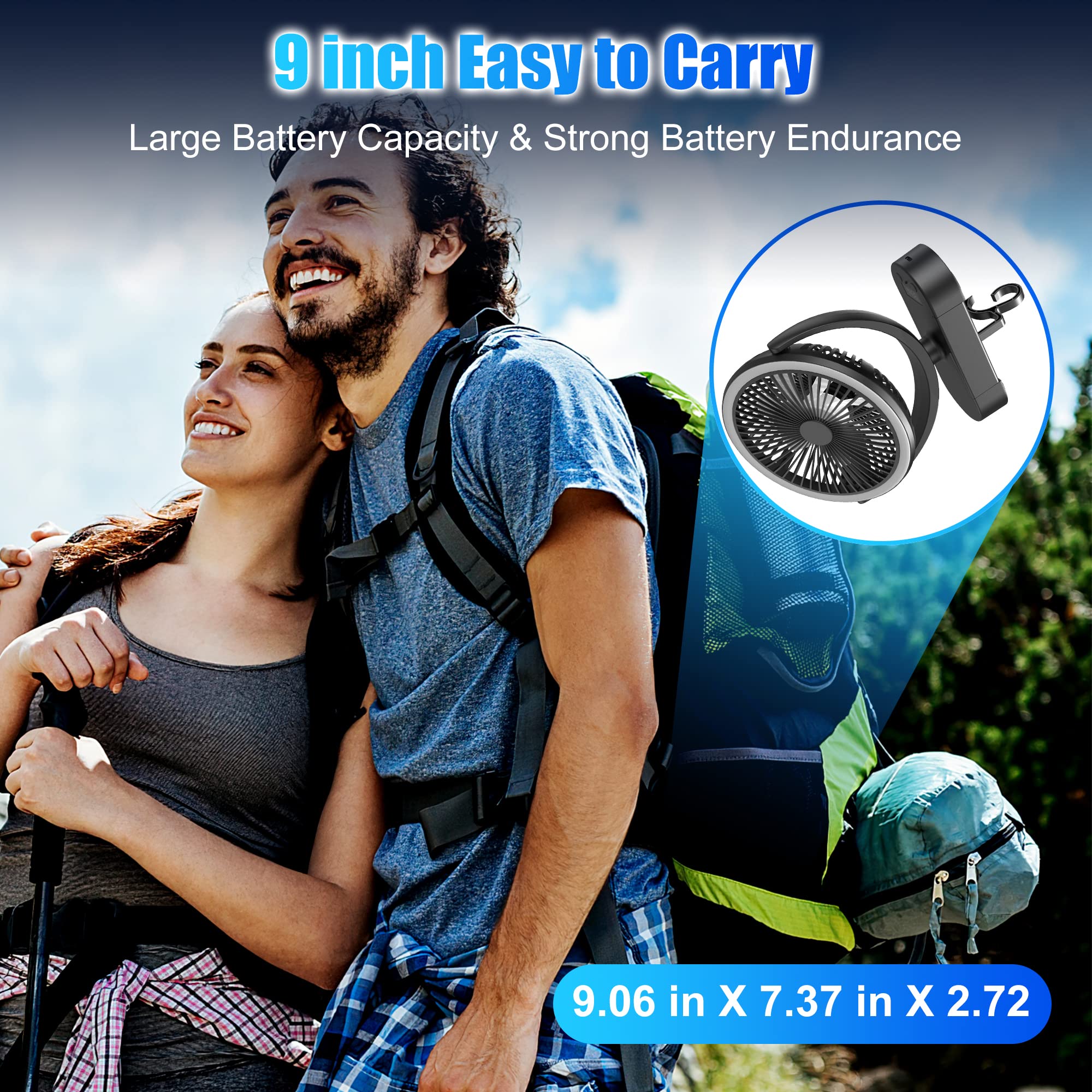 LICONIX Portable Fan, Camping Fan with LED Lantern, 10,000mAh 7 inch ...