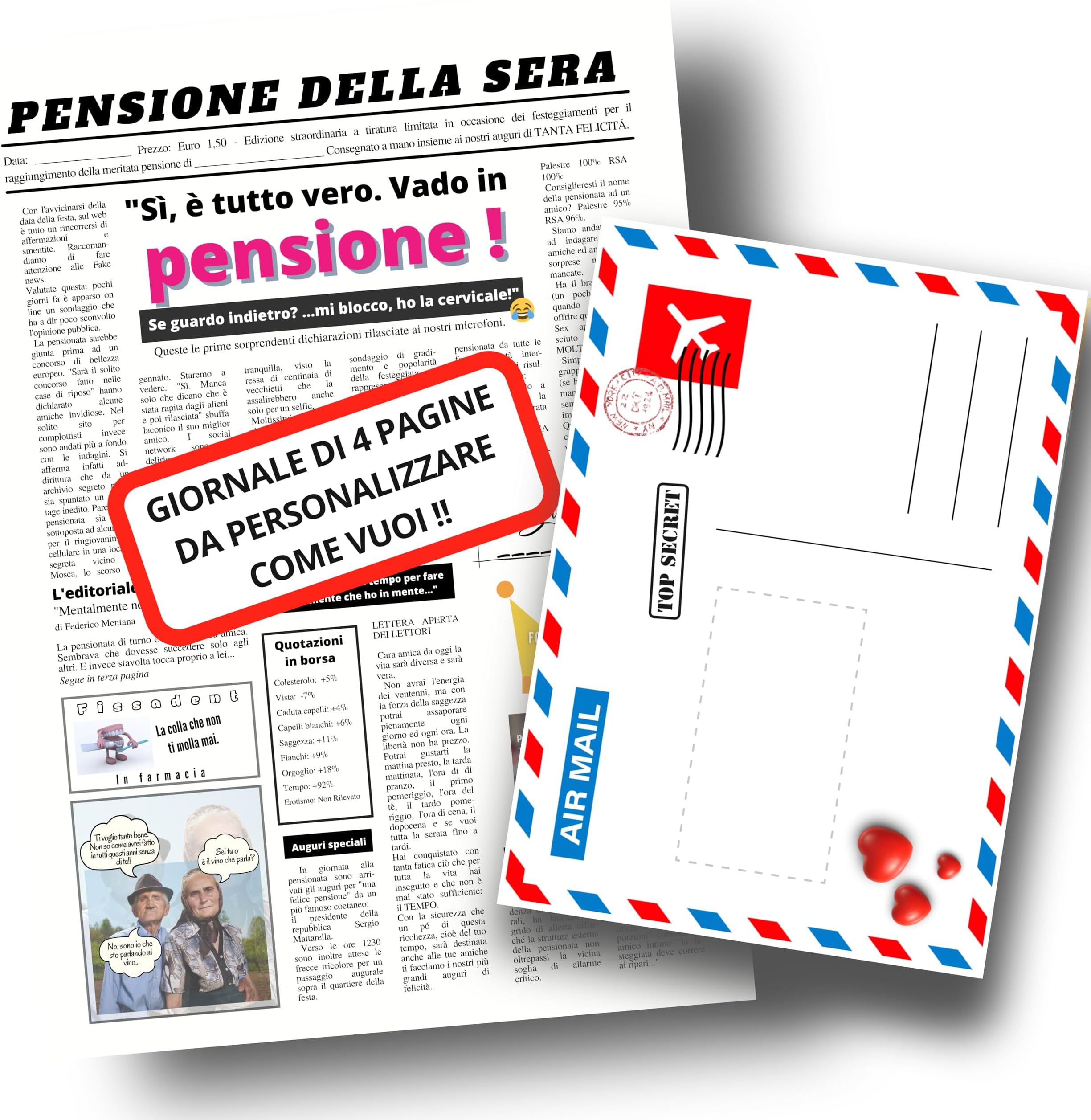 Bombo Biglietto auguri giornale pensionata : Amazon.it: Cancelleria e ...