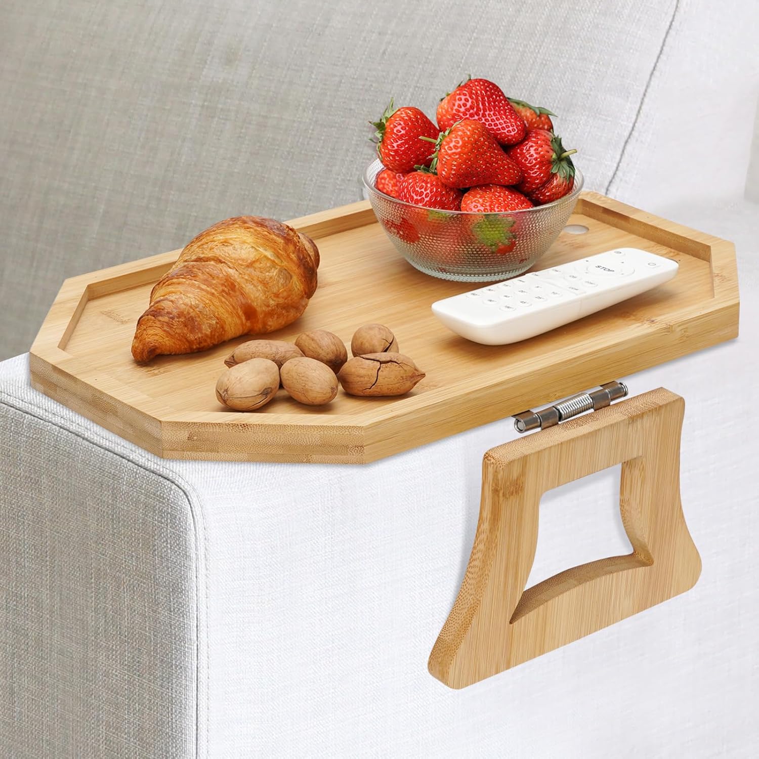 Amazon.com: Permade Bamboo Couch Arm Table Tray with Soft Foam Cup ...