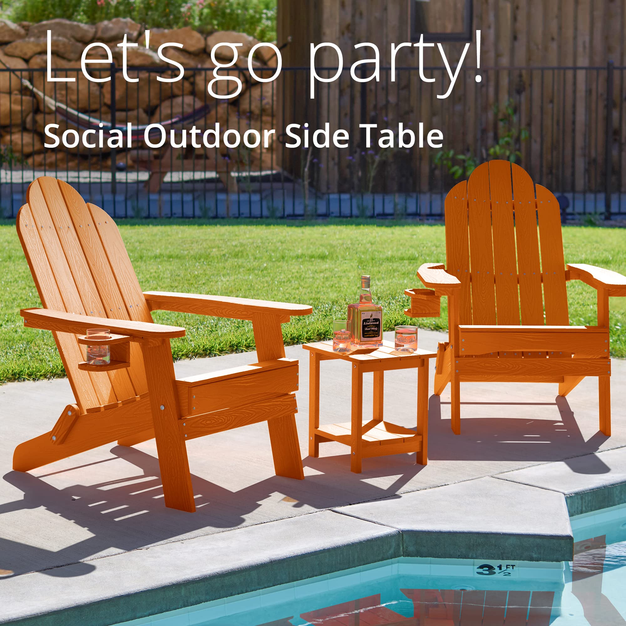 Snapklik.com : Adirondack Outdoor Side Table, 2-Tier Orange HDPS Patio ...