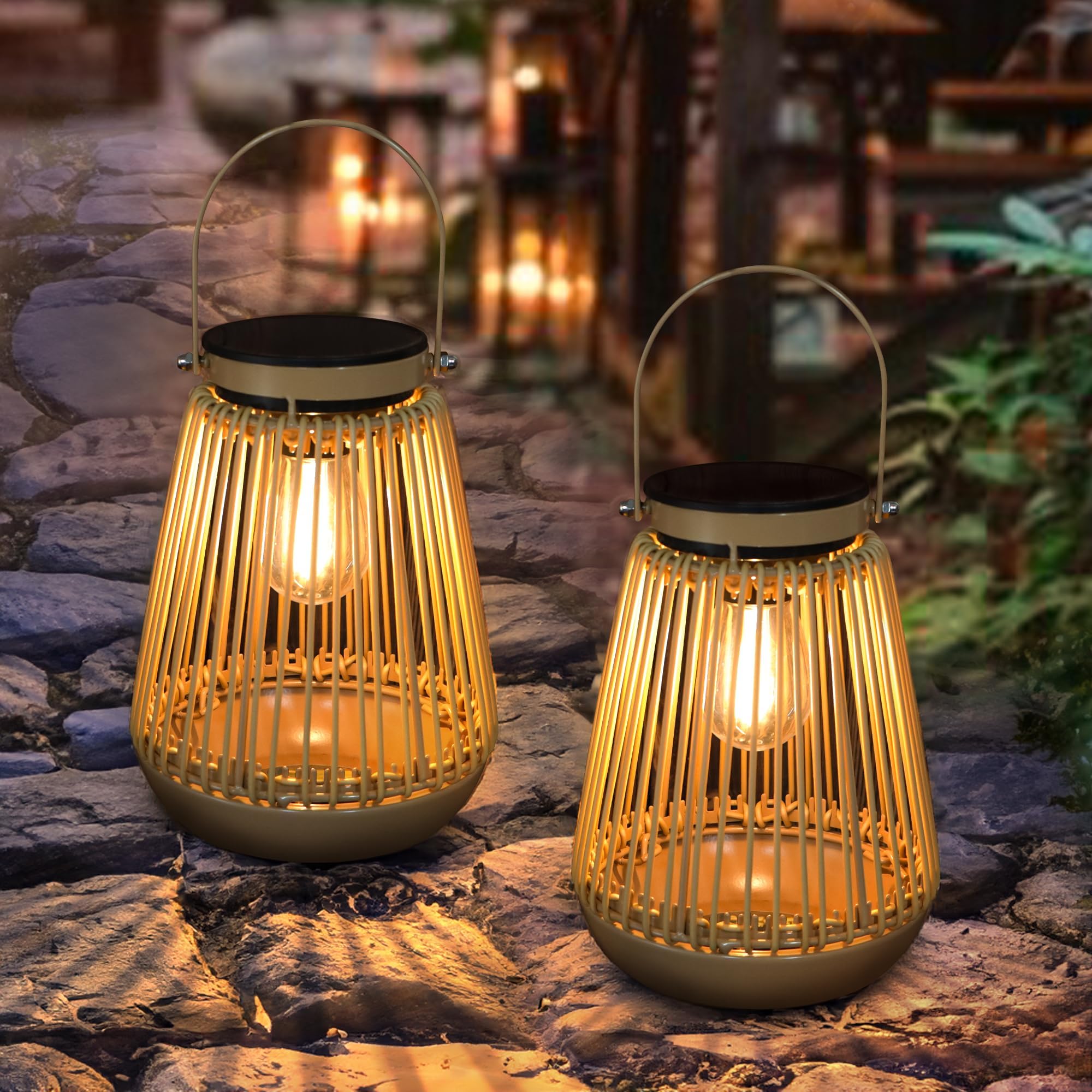 Amazon.com: yunsheng Solar Lantern Outdoor Waterproof, 2 Pack Hanging ...