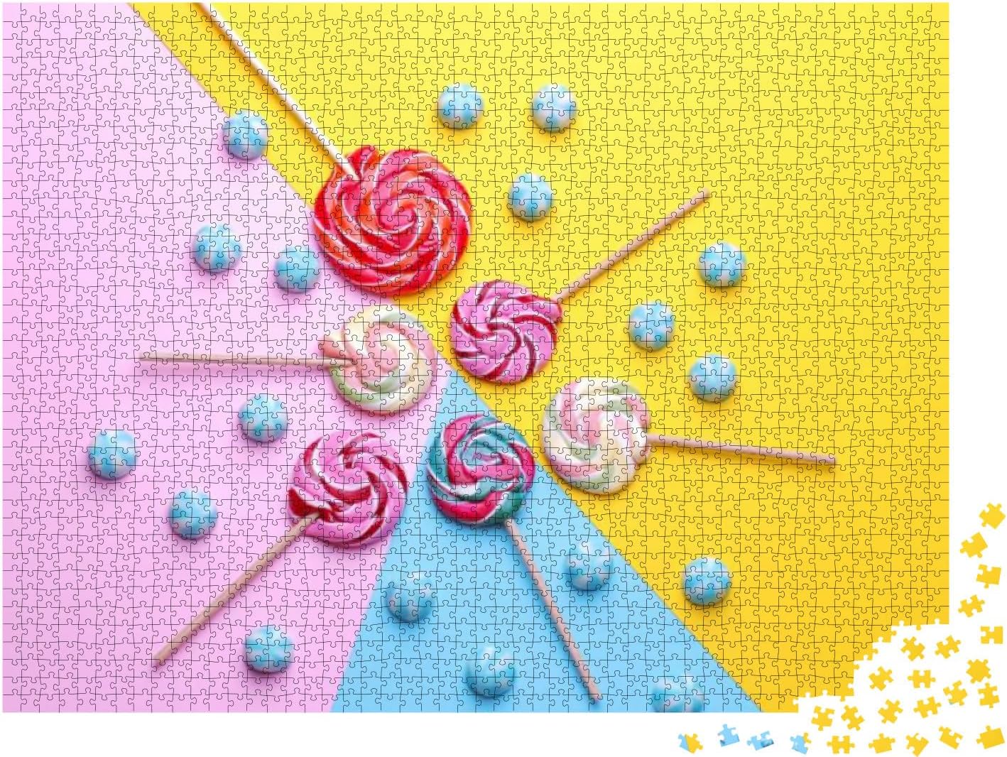 Dulces redondos multicolor y paletas de colores en colores B ...