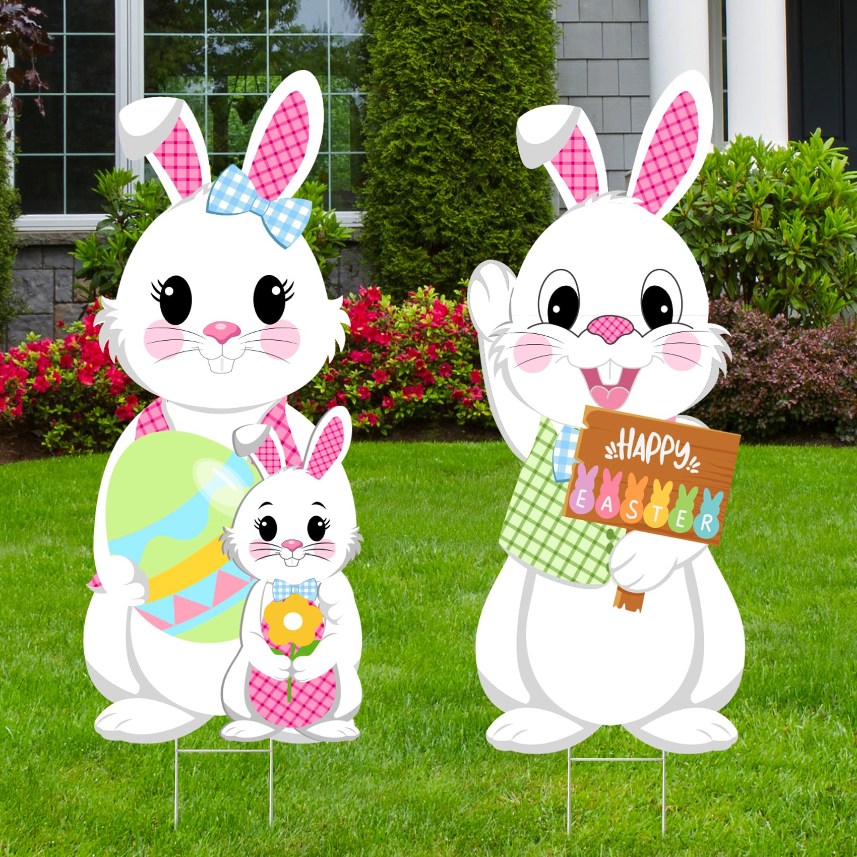 Amazon.com : 35in Easter Yard Decorations Bunny Family and Egg Yard ...