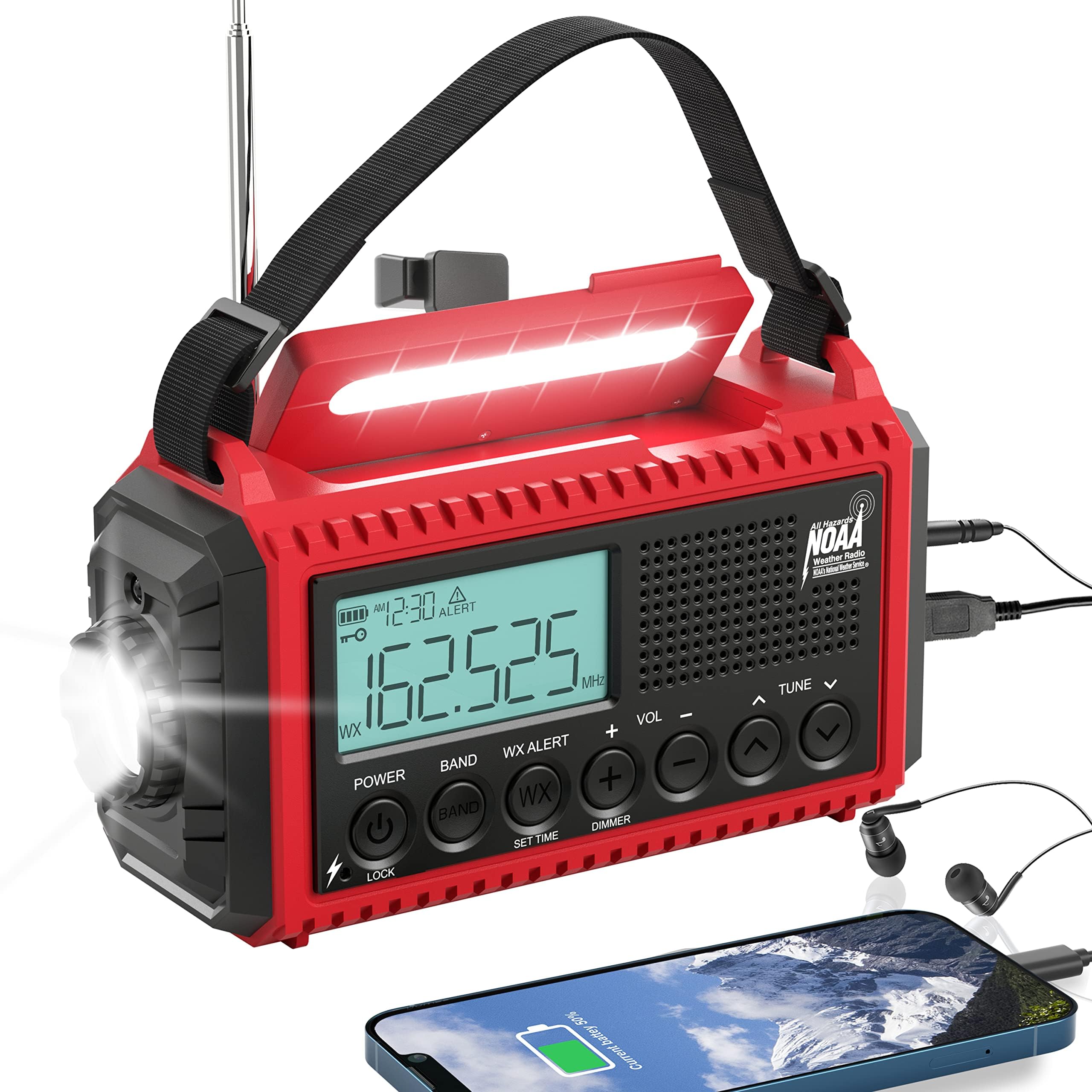 Snapklik.com : Emergency Radio, 5000 Solar Hand Crank Weather Radio, 5 ...