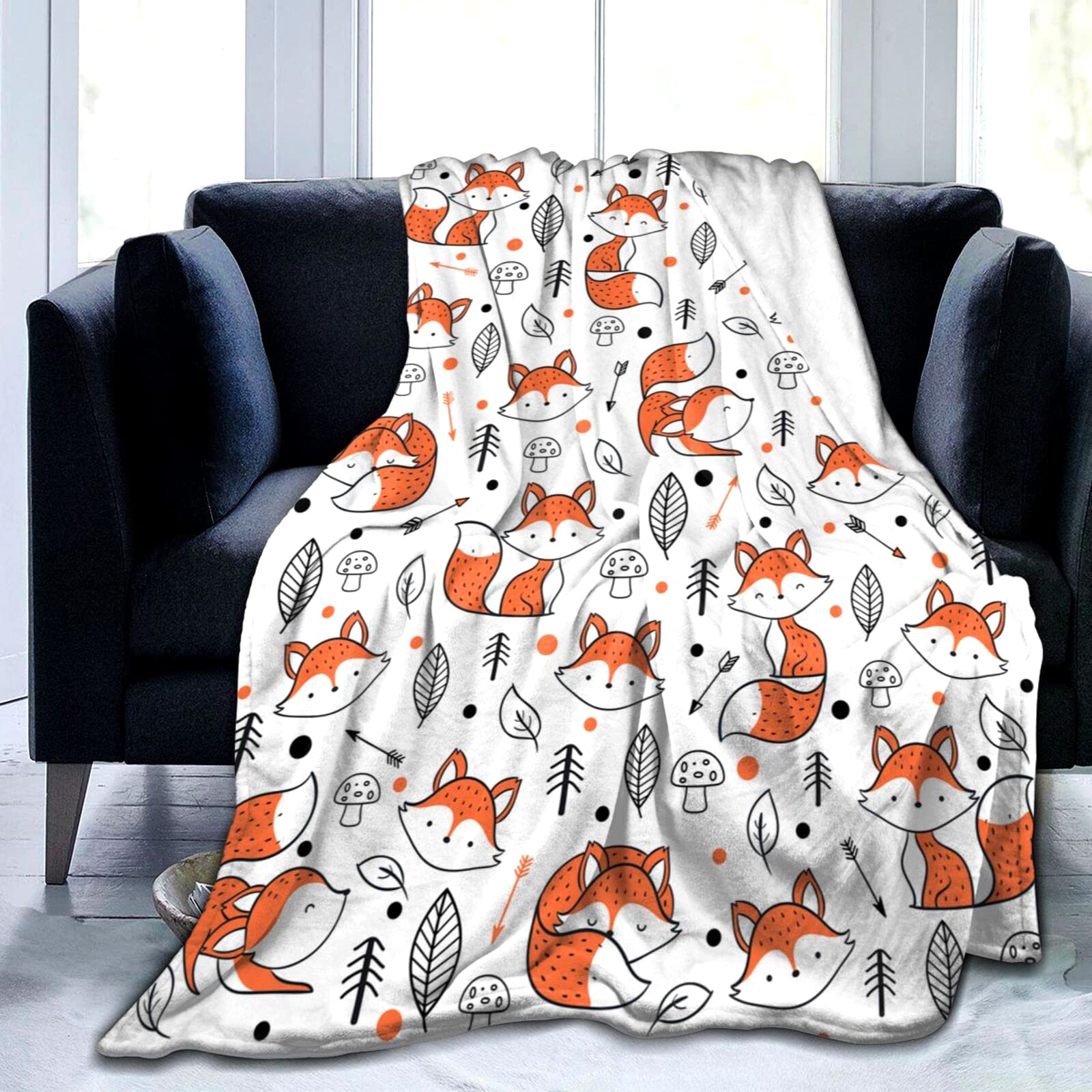 Amazon.com: Cute Fox Blanket Super Soft Cozy Flannel Throw Blankets ...