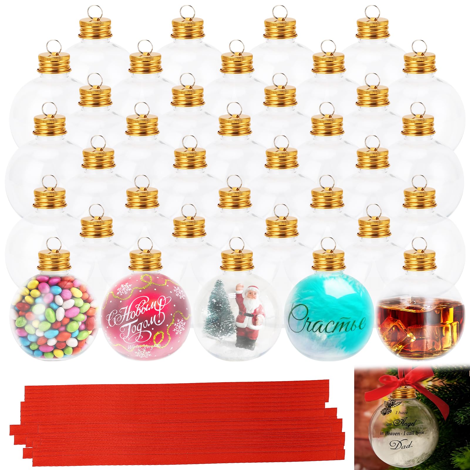 36pcs Hanging Clear Plastic Fillable Ornaments Balls,Food Grade ...