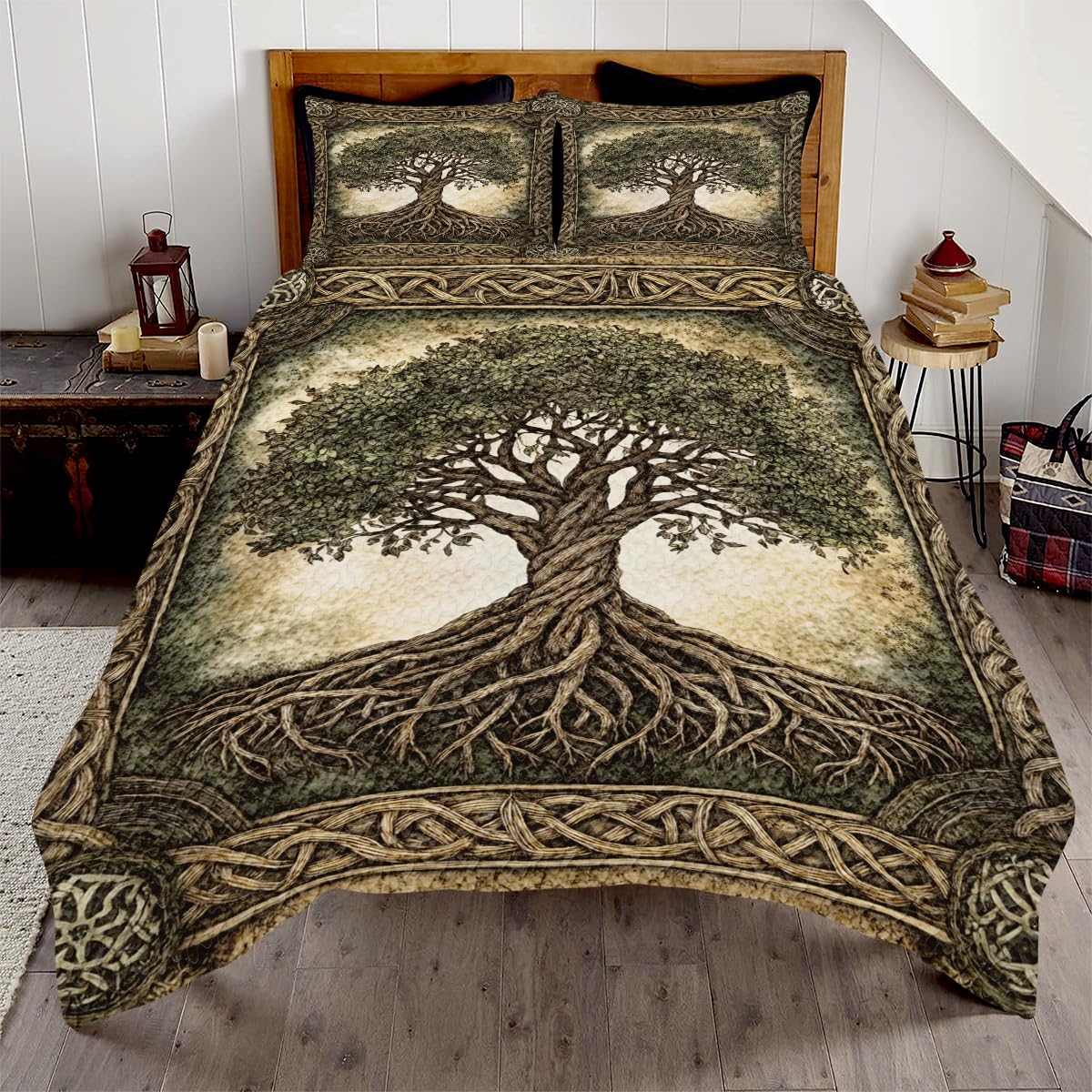Amazon.com: PREAUREUM Tree of Life Quilt Set, Yggdrasil Quilt Bed Sets ...