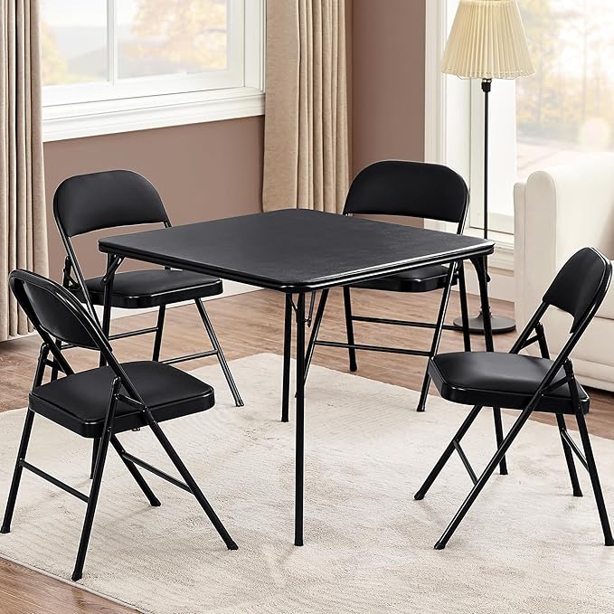 Amazon.com: VECELO Portable Folding Card Table Square and Chair Set ...