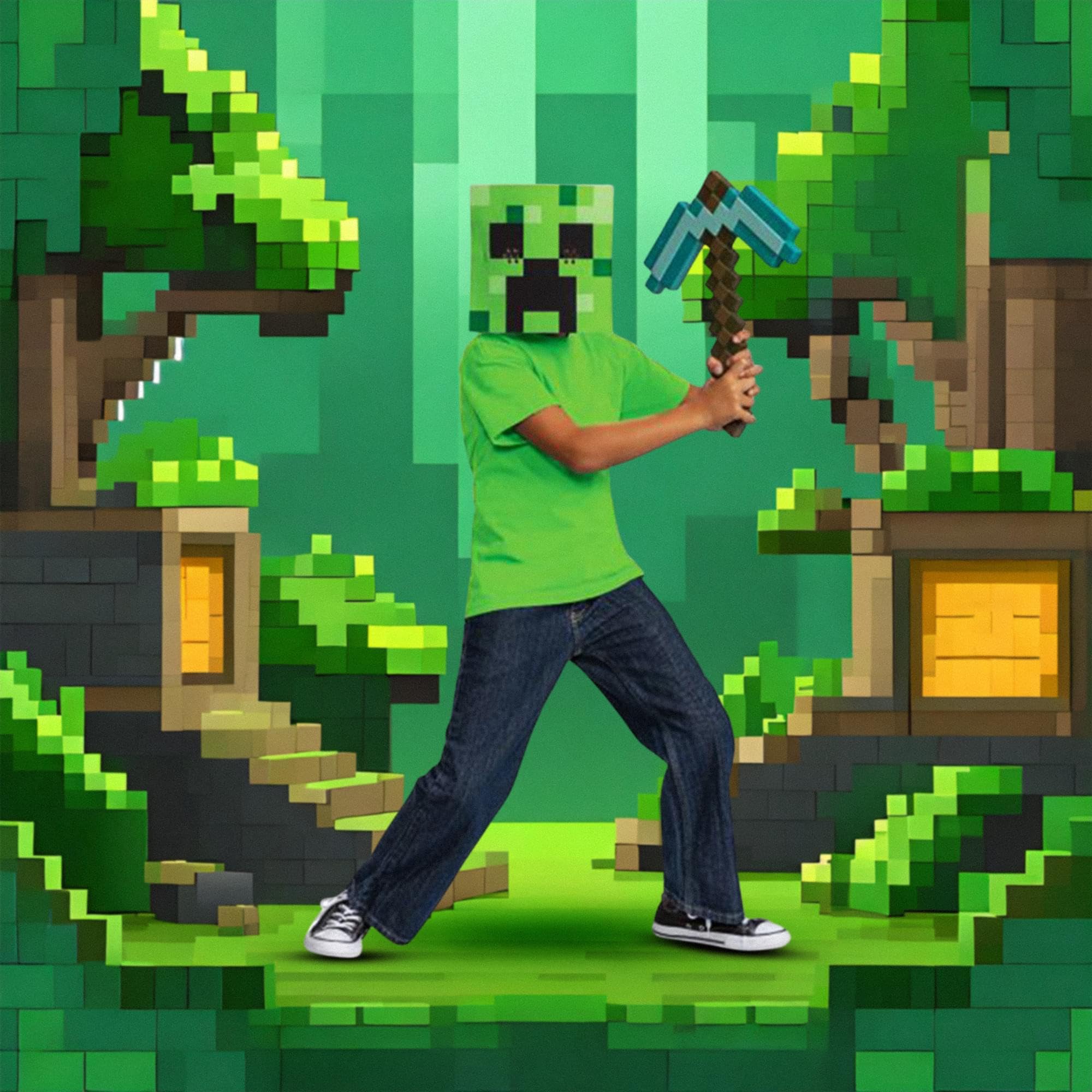 Snapklik.com : Minecraft Pickaxe And Mask Costume Set