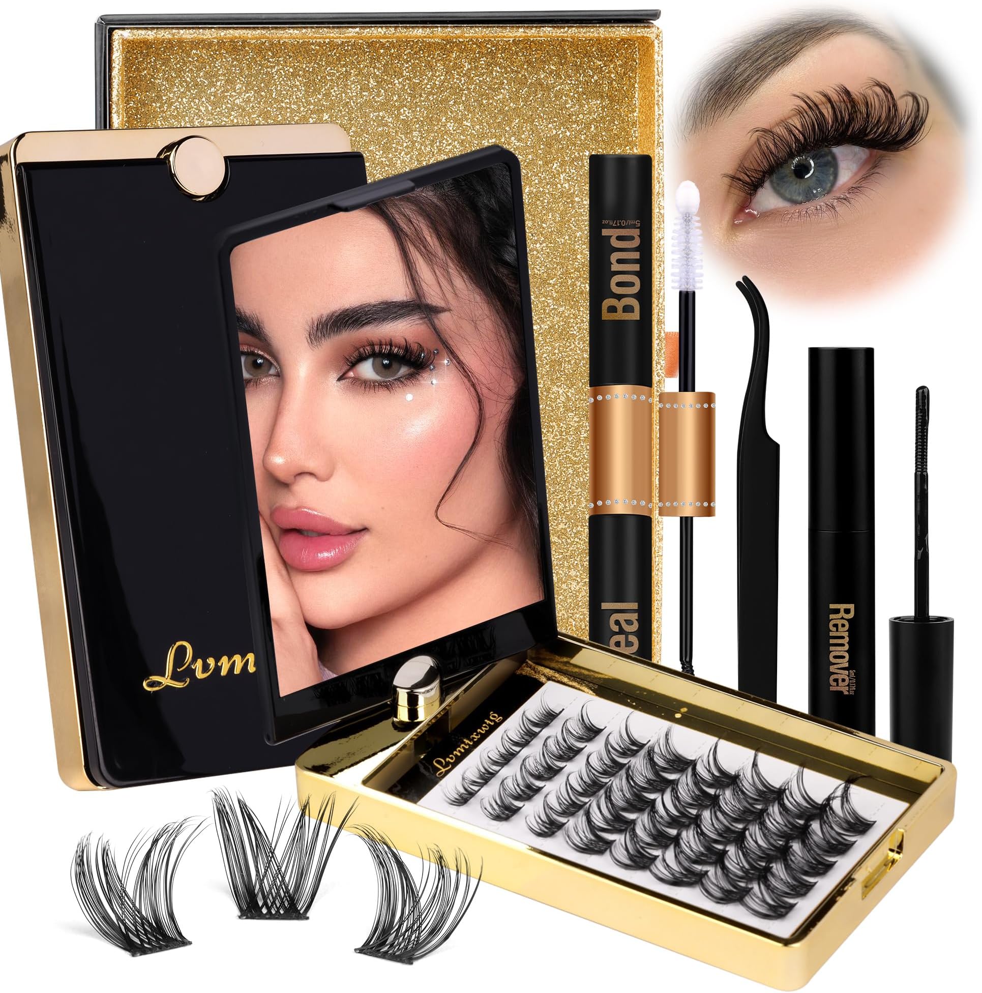 Amazon.com: Lash Extension Kit Brown Fluffy Lash Clusters Kit 40D+50D ...